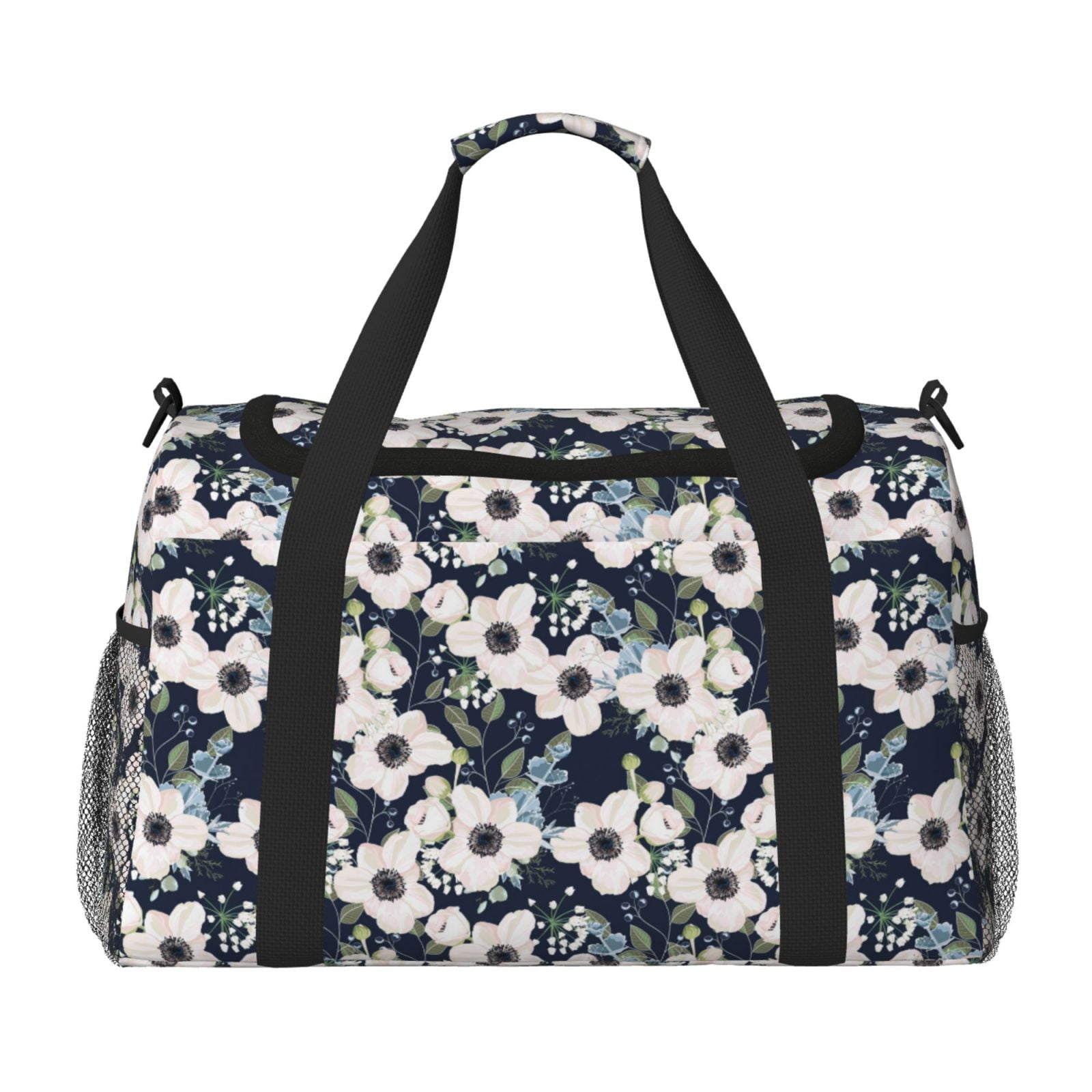Easygdp Floral Flowers Blue Gym Bag Travel Duffel Bag,Weekender Bags ...