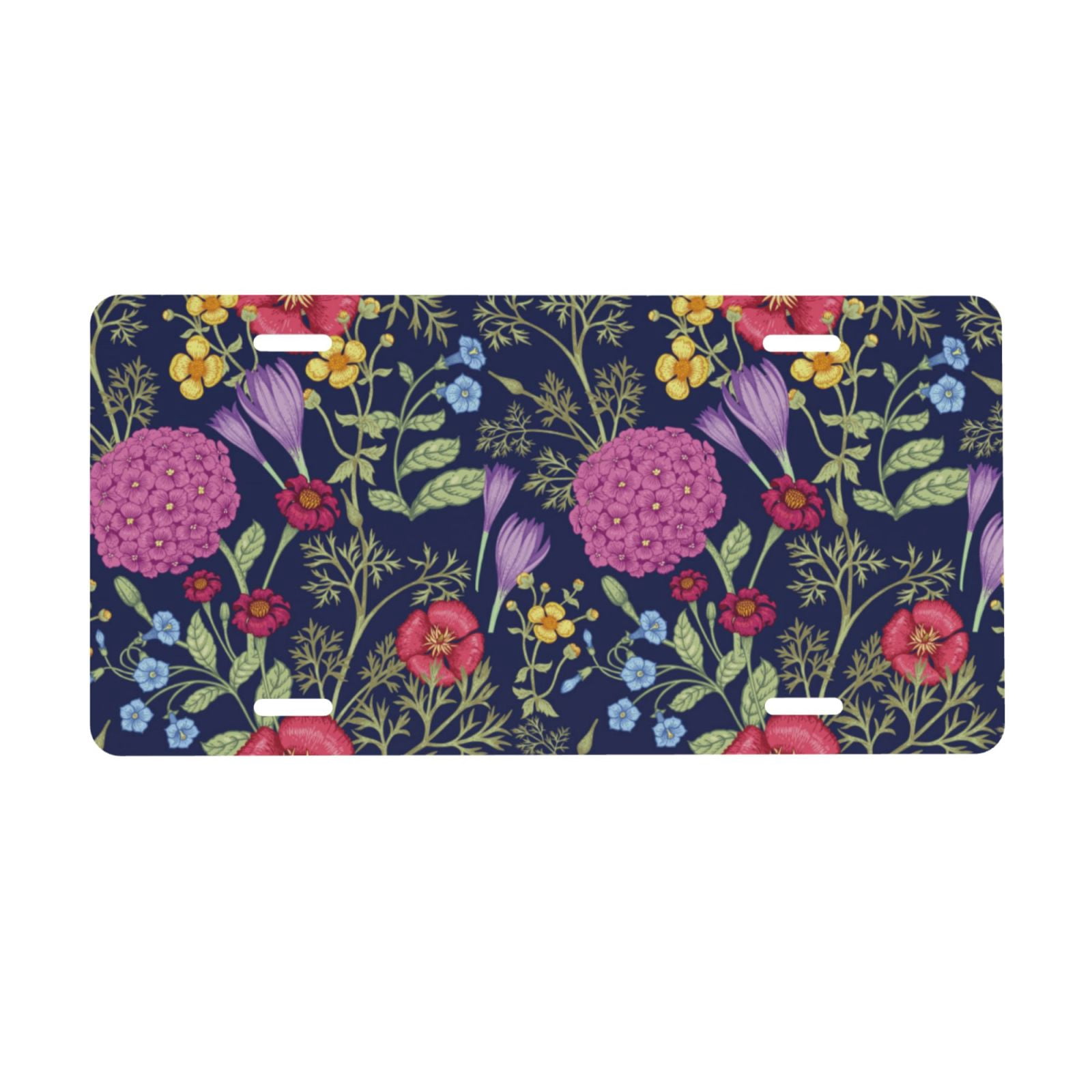 Easygdp Floral License Plate Car Front License Plate Car Decoration Car ...