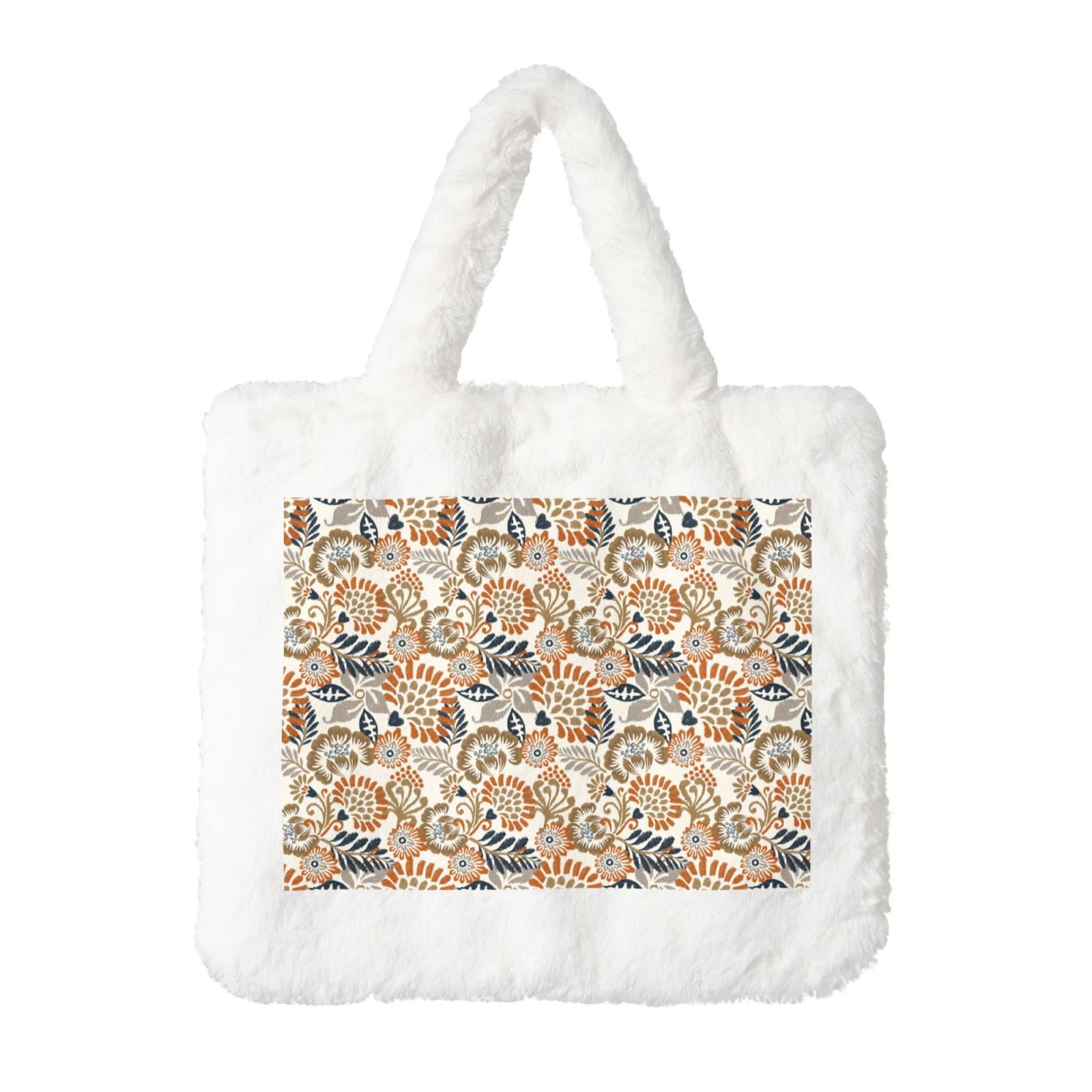 Easygdp Floral Paisley Plush Underarm Bag, Ladies Fluffy Shoulder Bag ...