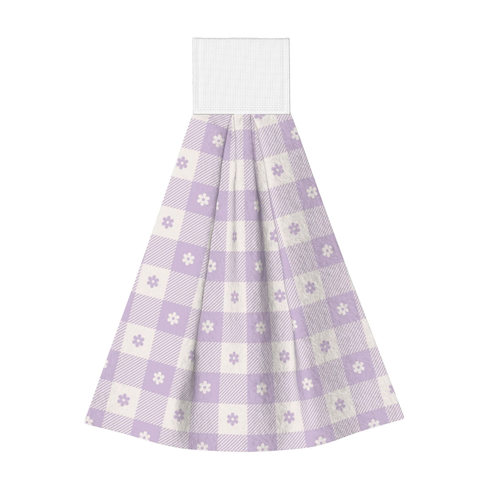 Easygdp Floral Purple Buffalo Plaid Kitchen Hand Towels Hanging Tie ...