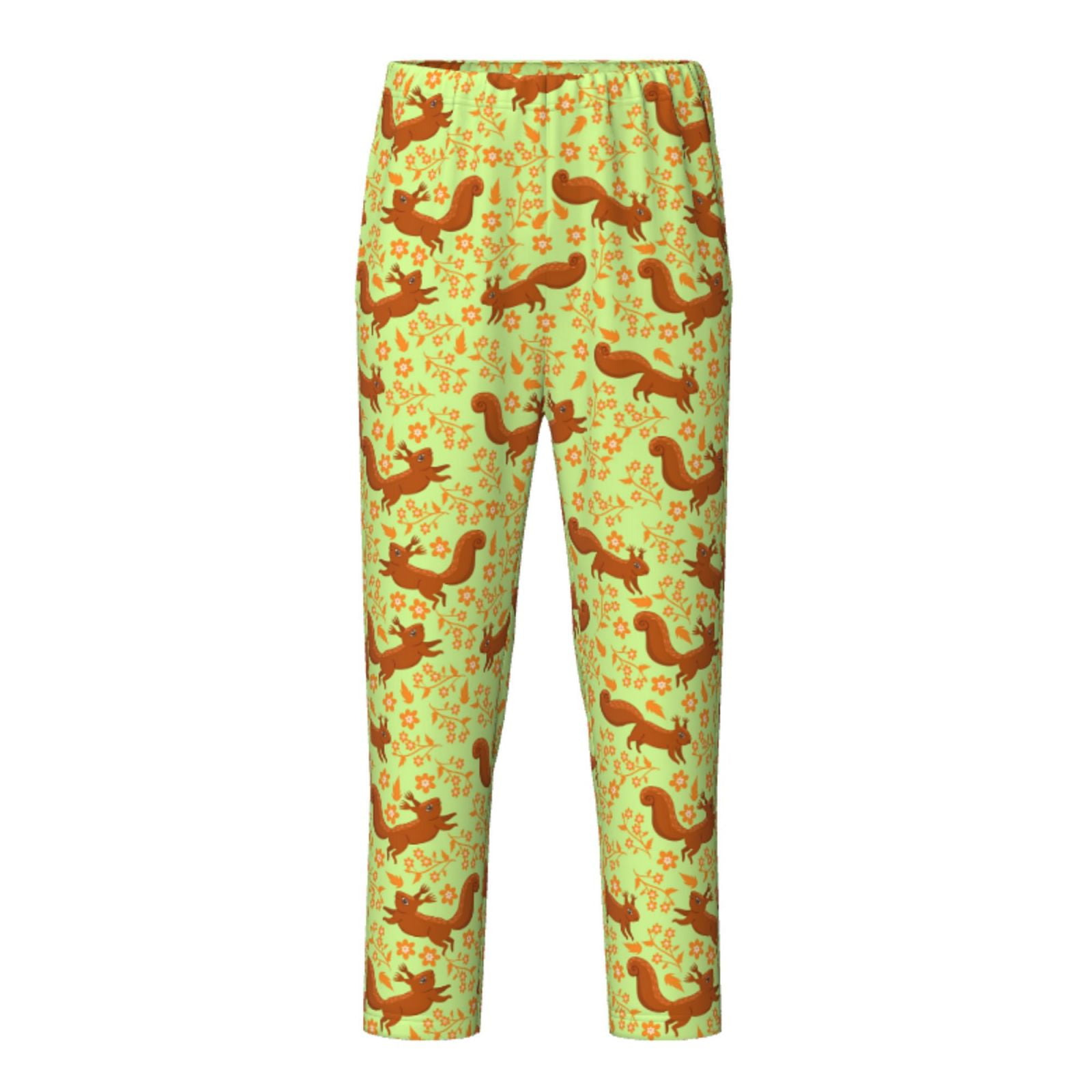 Easygdp Floral Squirrel Boys Girls Pajama Pants Long Sleep Pants Waist ...