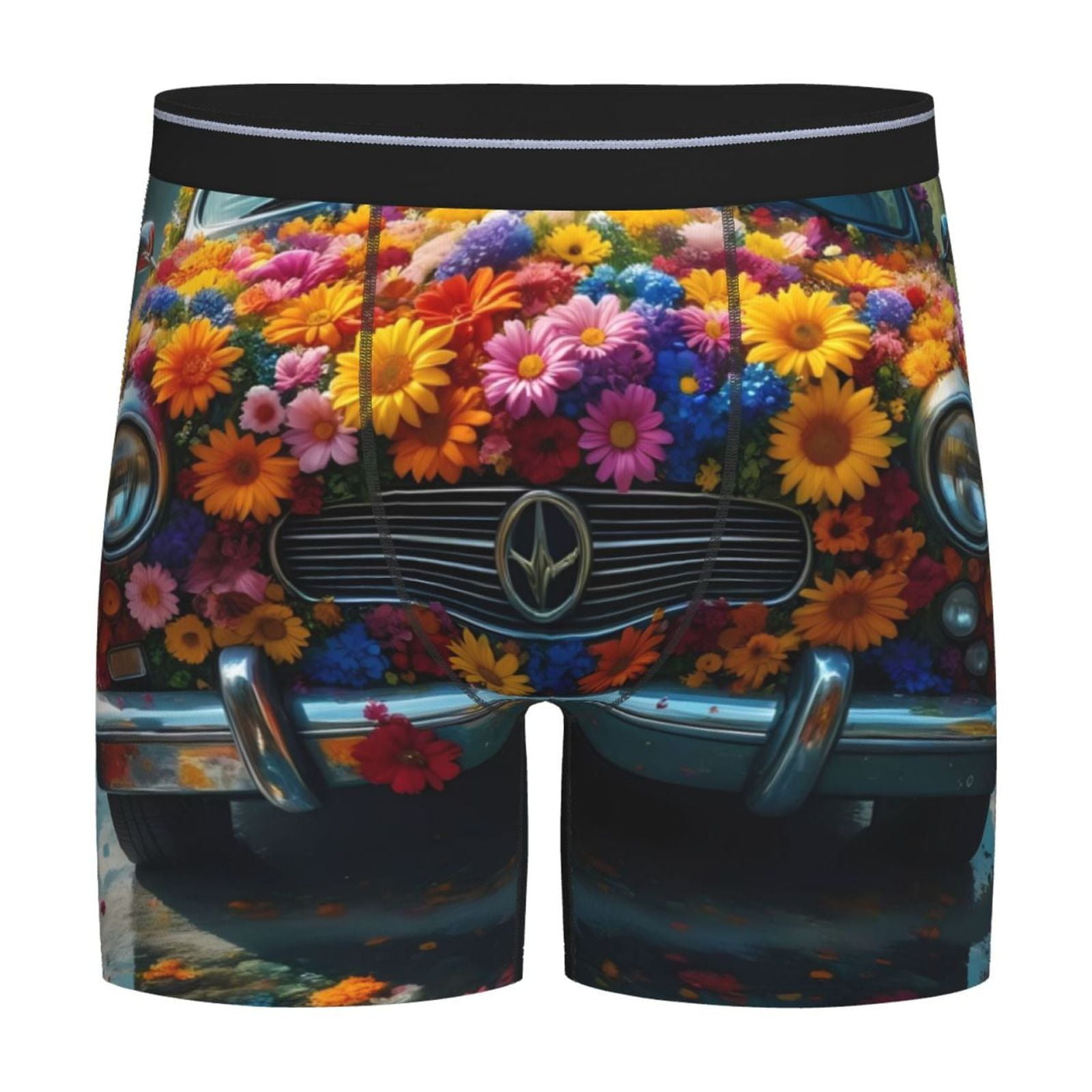 Easygdp Flower Covered Vintage Car Men's Boxer Briefs Men’s Underwear ...
