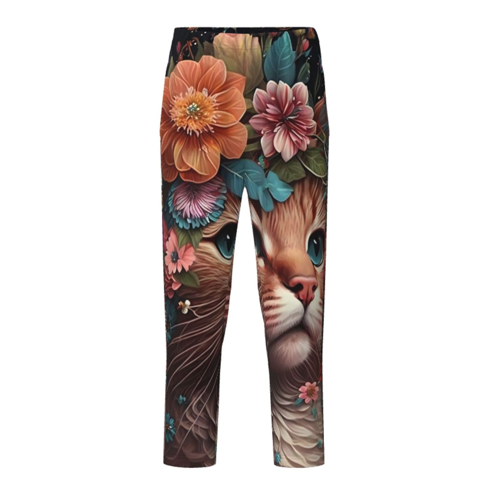 Easygdp Flower Crown Cat Boys Girls Pajama Pants Long Sleep Pants Waist ...