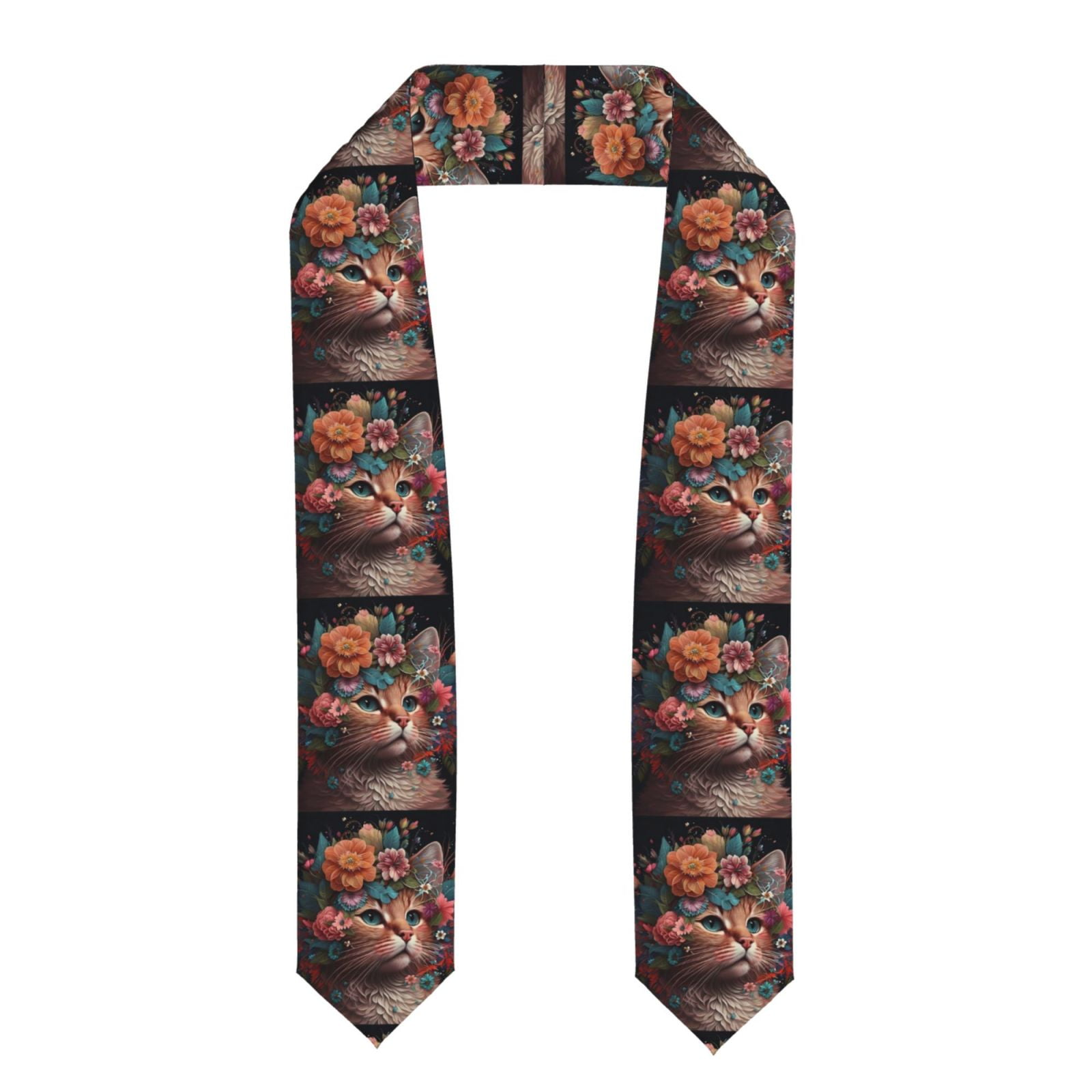 Easygdp Flower Crown Cat Unisex Adult Graduation Stole Shawl 36" Long ...