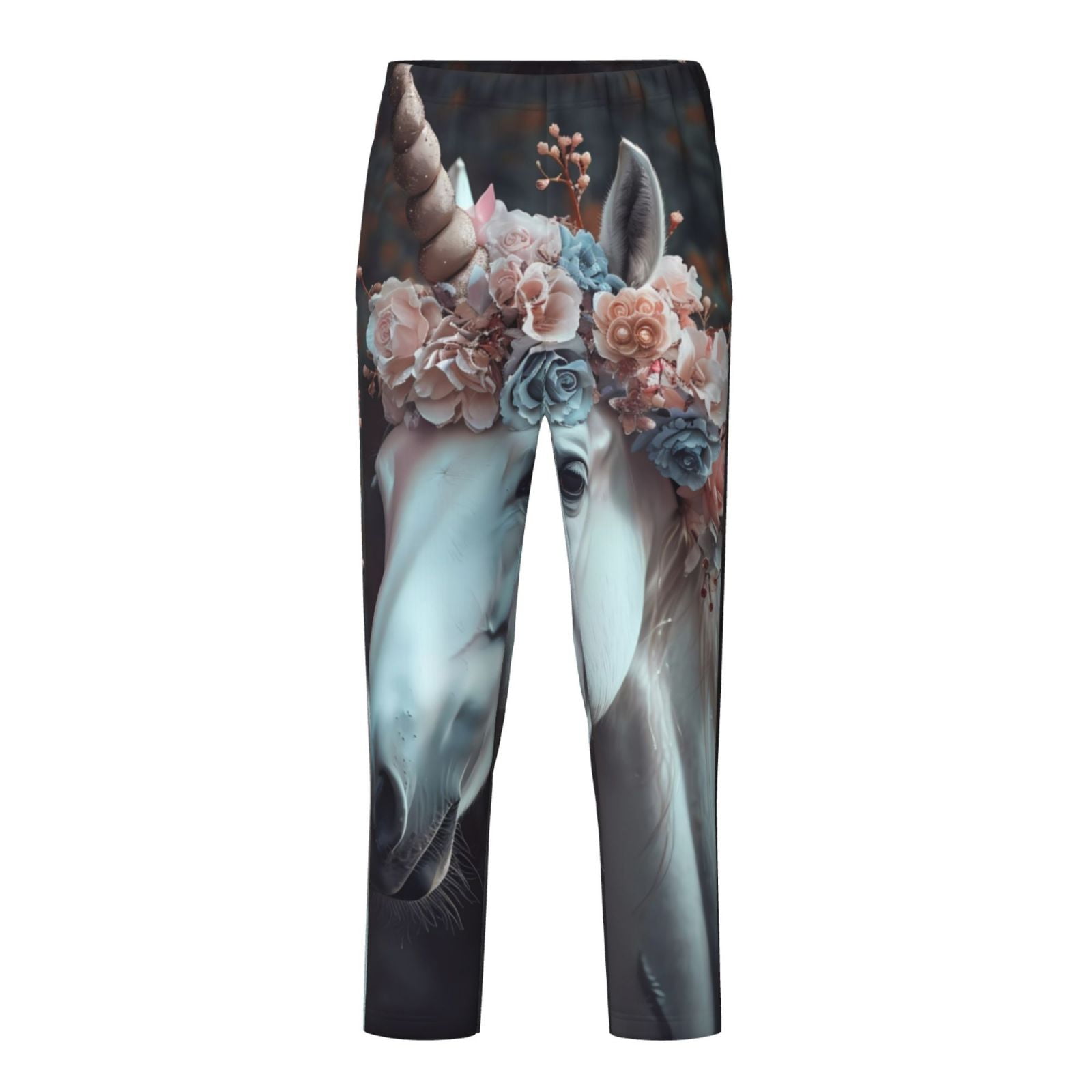 Easygdp Flower Crown White Horse Boys Girls Pajama Pants Long Sleep Pants Waist Pajama Bottoms ...