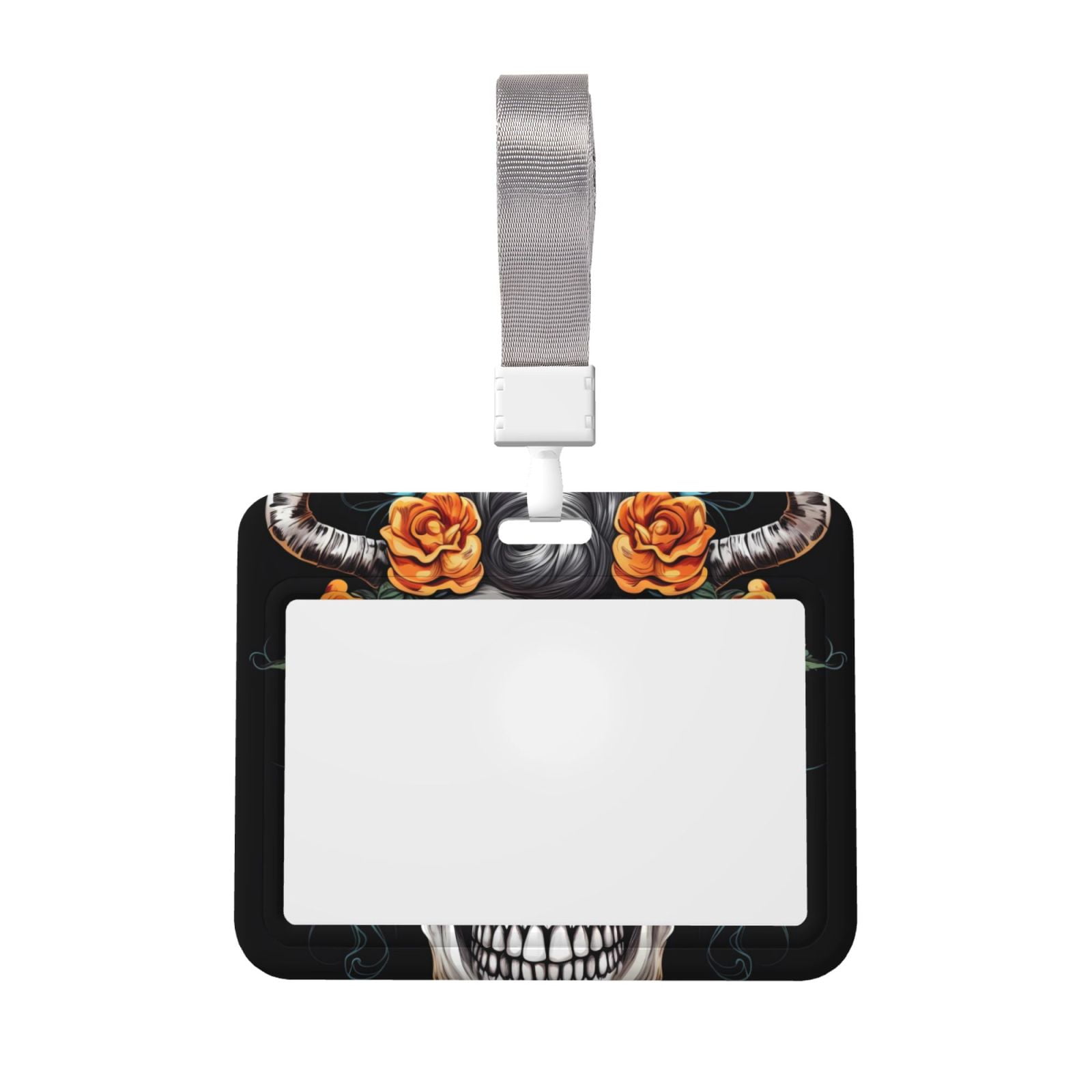 Easygdp Flower Horn Skull A Card Badge Holder Work Badge Sleeve for ...