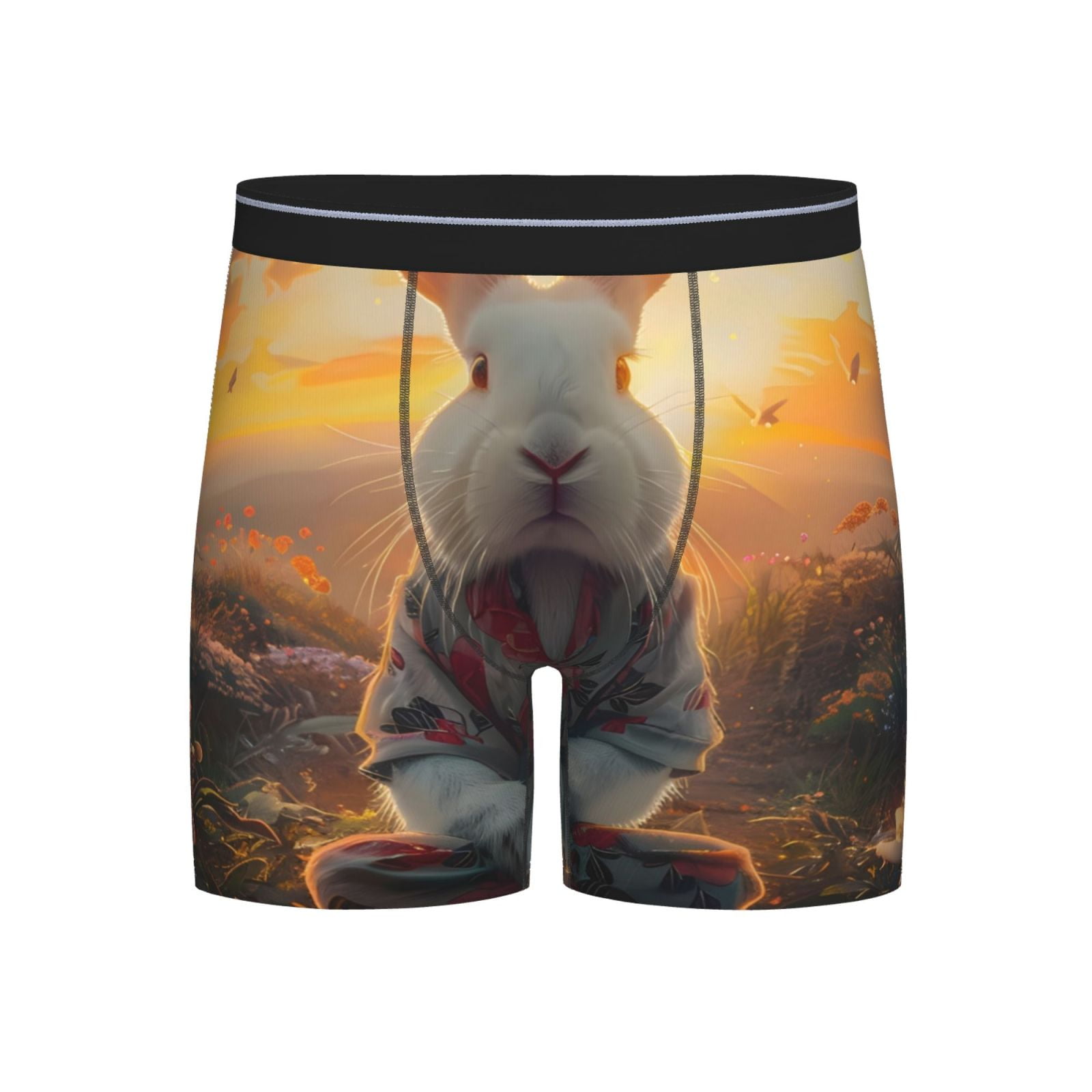 Easygdp Flower Meditating Rabbit Men's Boxer Briefs Men’s Underwear ...