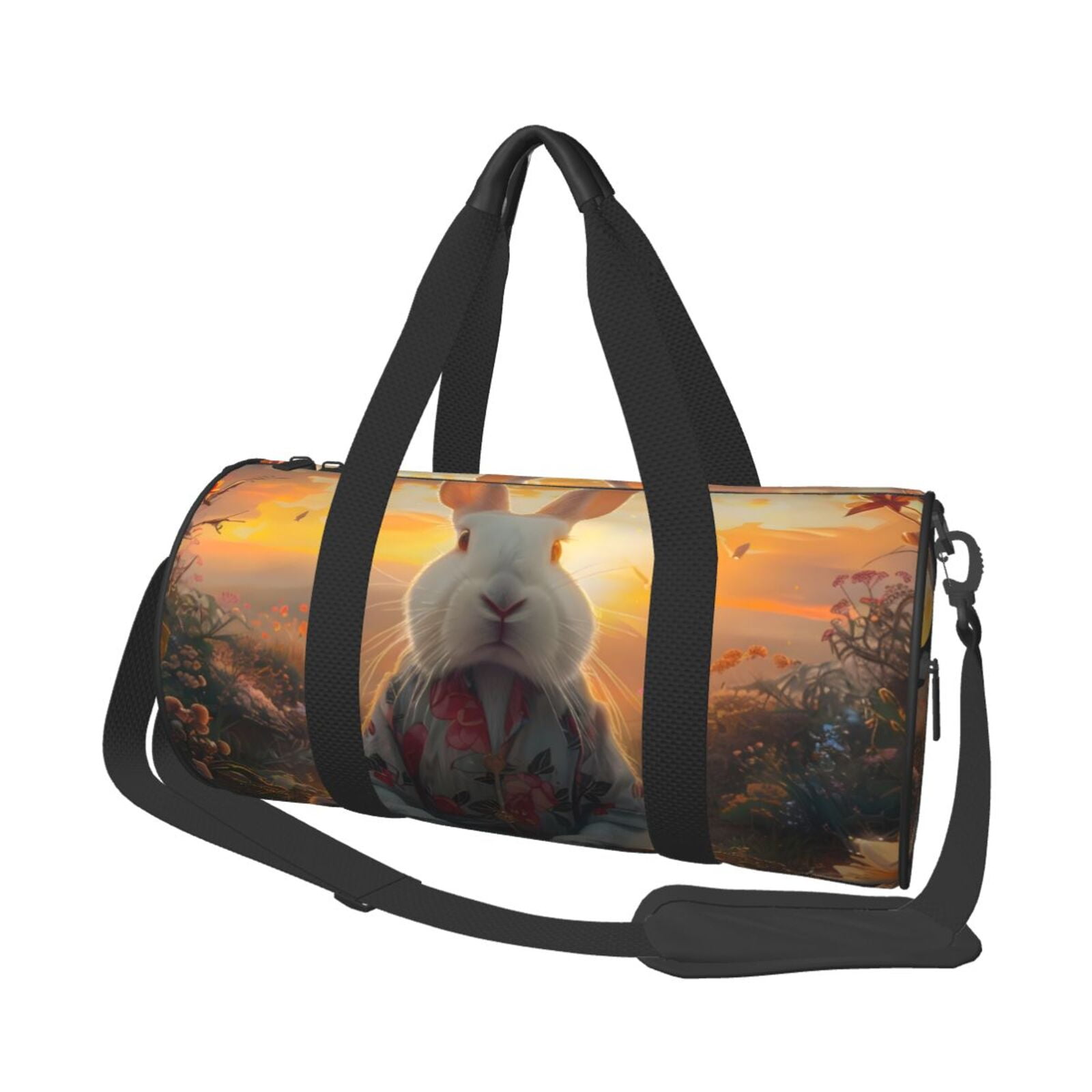 Easygdp Flower Meditating Rabbit Travel Duffle Bag,Carry on Bag Travel ...