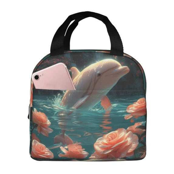 Easygdp Flower White Dolphin Premium Insulated Lunch Bag - Waterproof ...