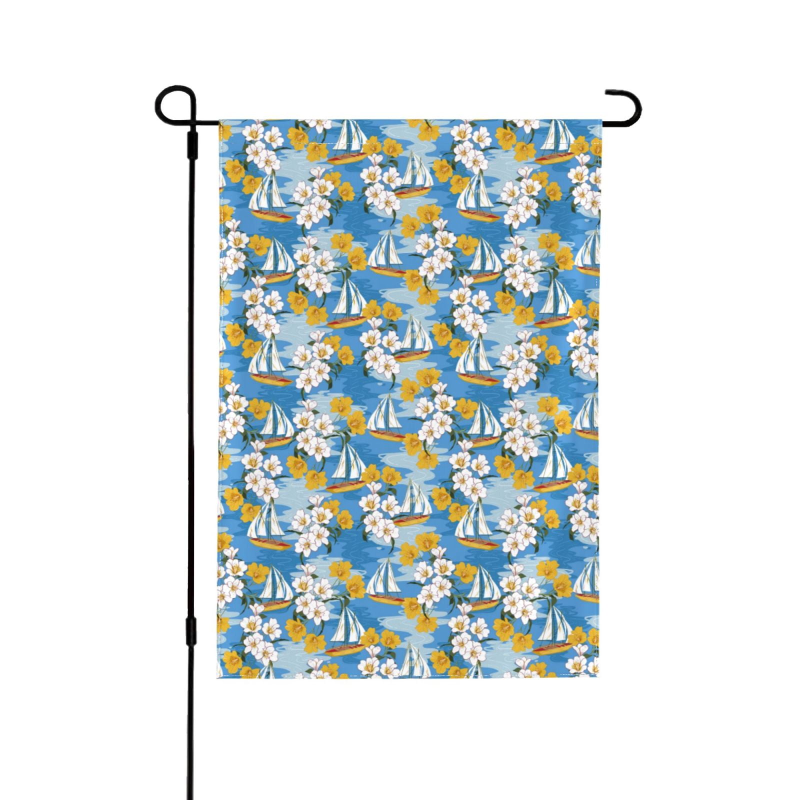 Easygdp Flower and Sail Boat Garden Flag Yard Flag Welcome Flag, Double ...