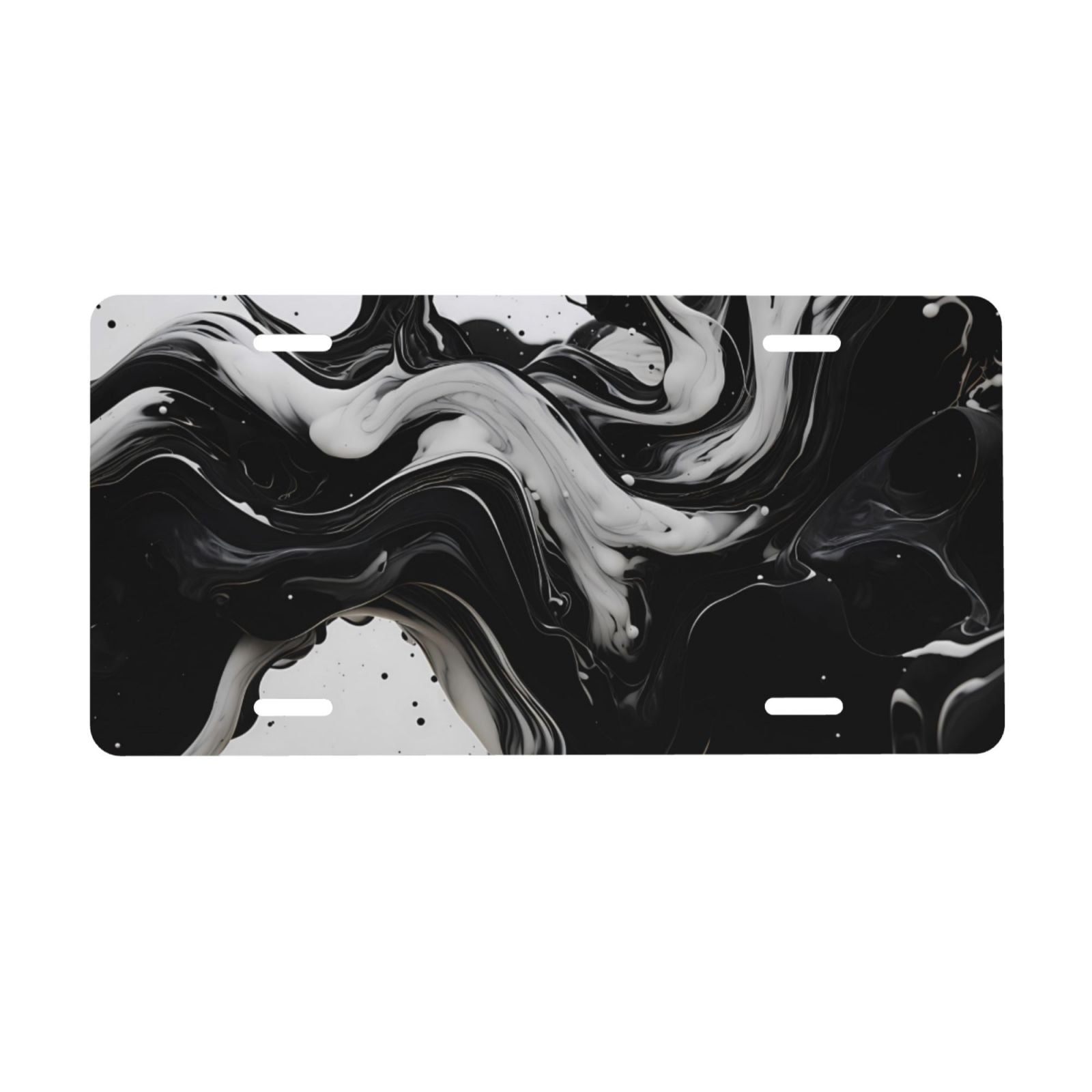 Easygdp Fluid Black White Paint Swirls License Plate Car Front License ...