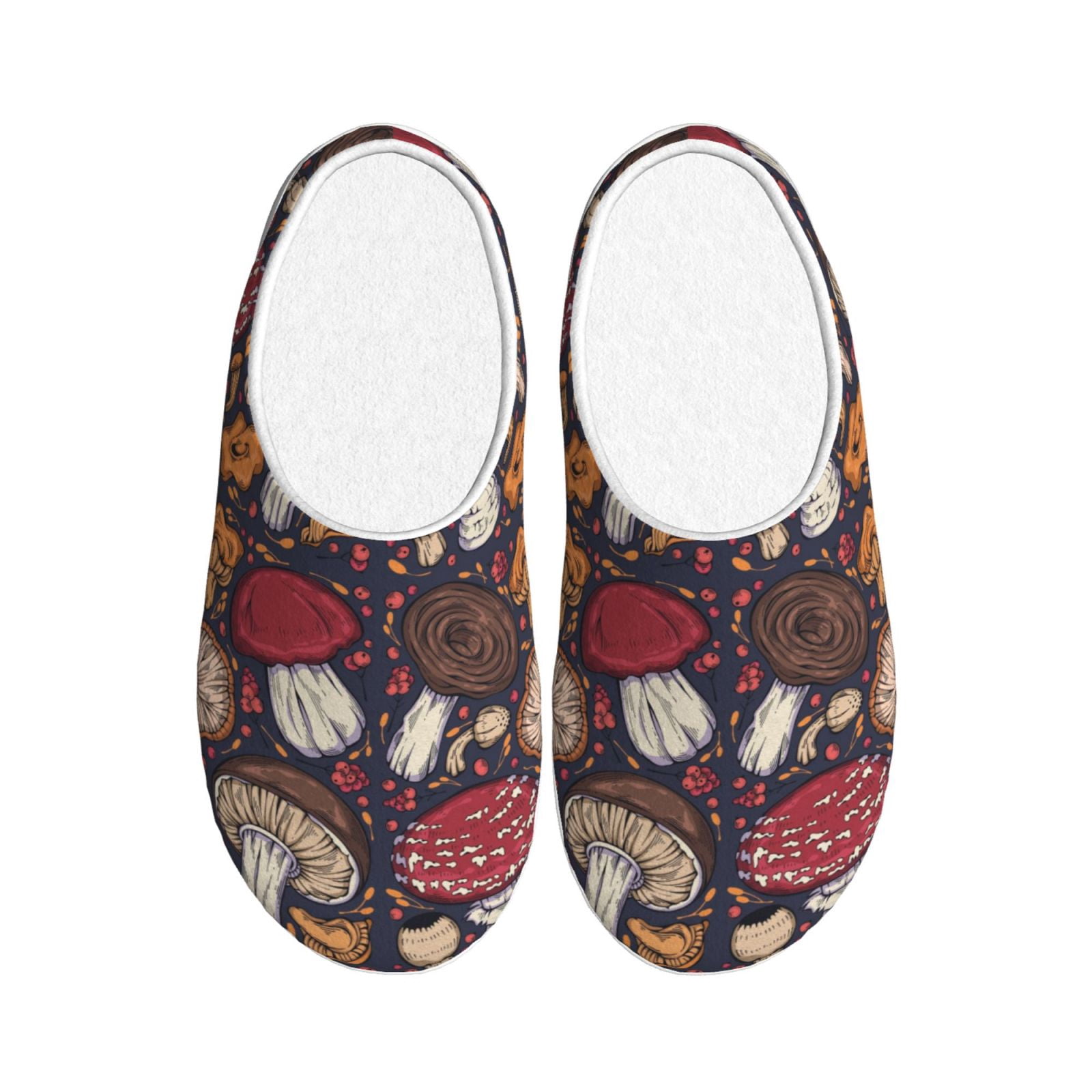 Easygdp Forest Wild Mushroom Slippers for Women Mens Winter Warm Home ...
