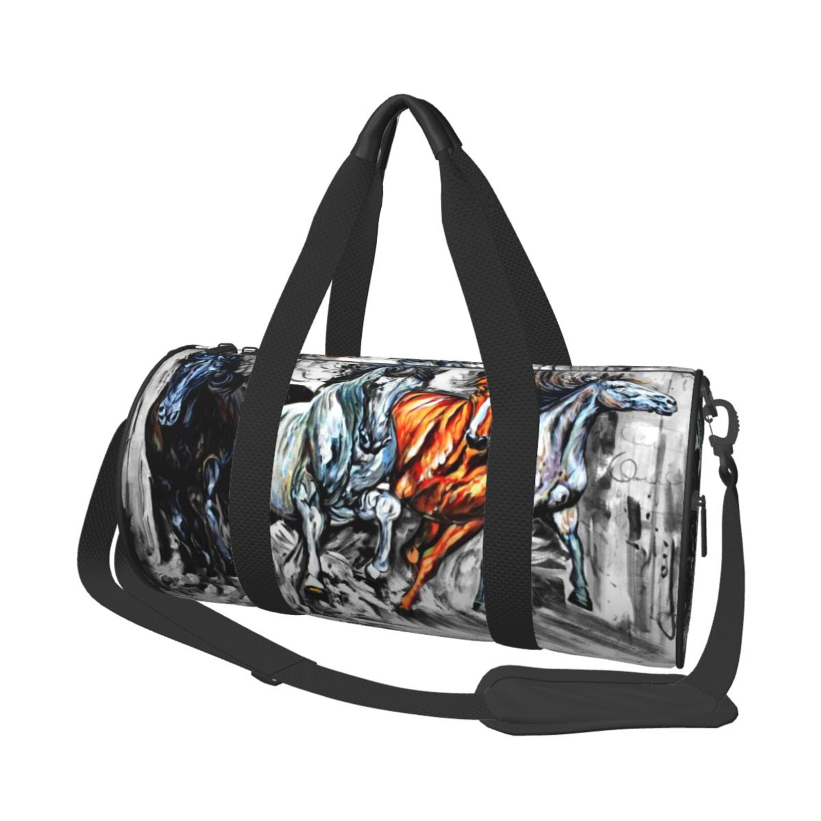 Easygdp Four Running Horses Travel Duffle Bag,Carry on Bag Travel Bags ...