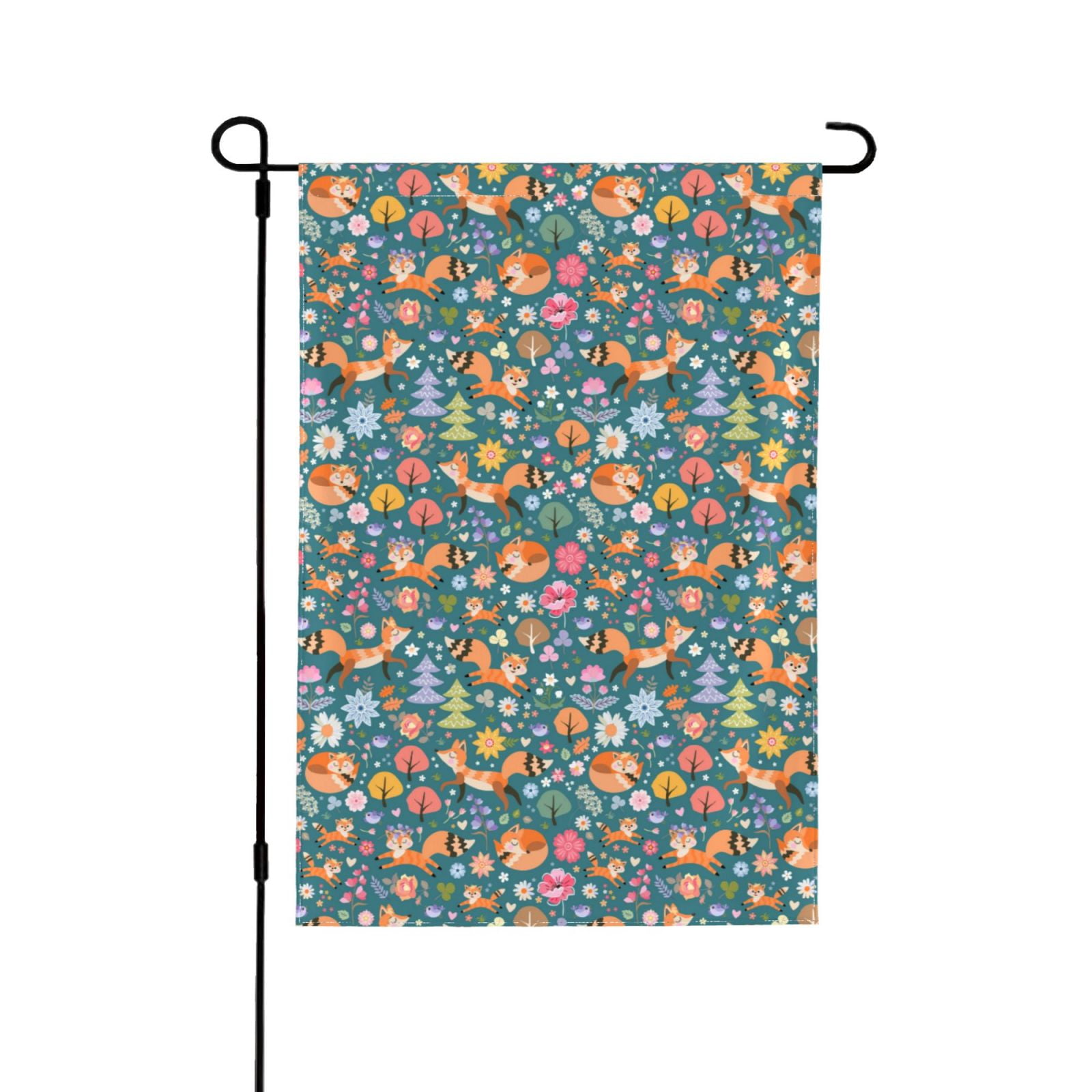 Easygdp Foxes and Birds in Forest Garden Flag Yard Flag Welcome Flag ...