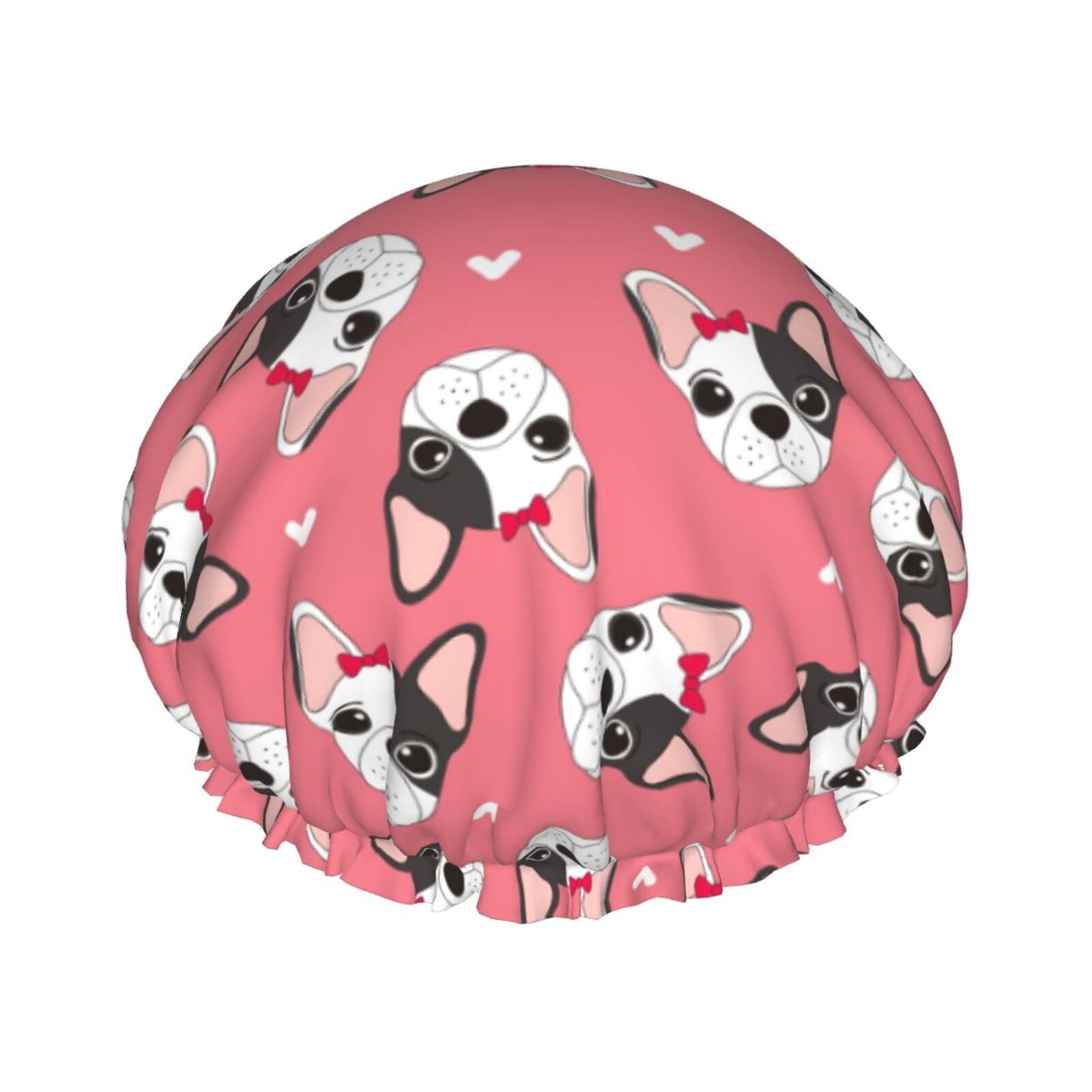 Easygdp French Bulldog Face Shower Caps for Women, Double Waterproof ...
