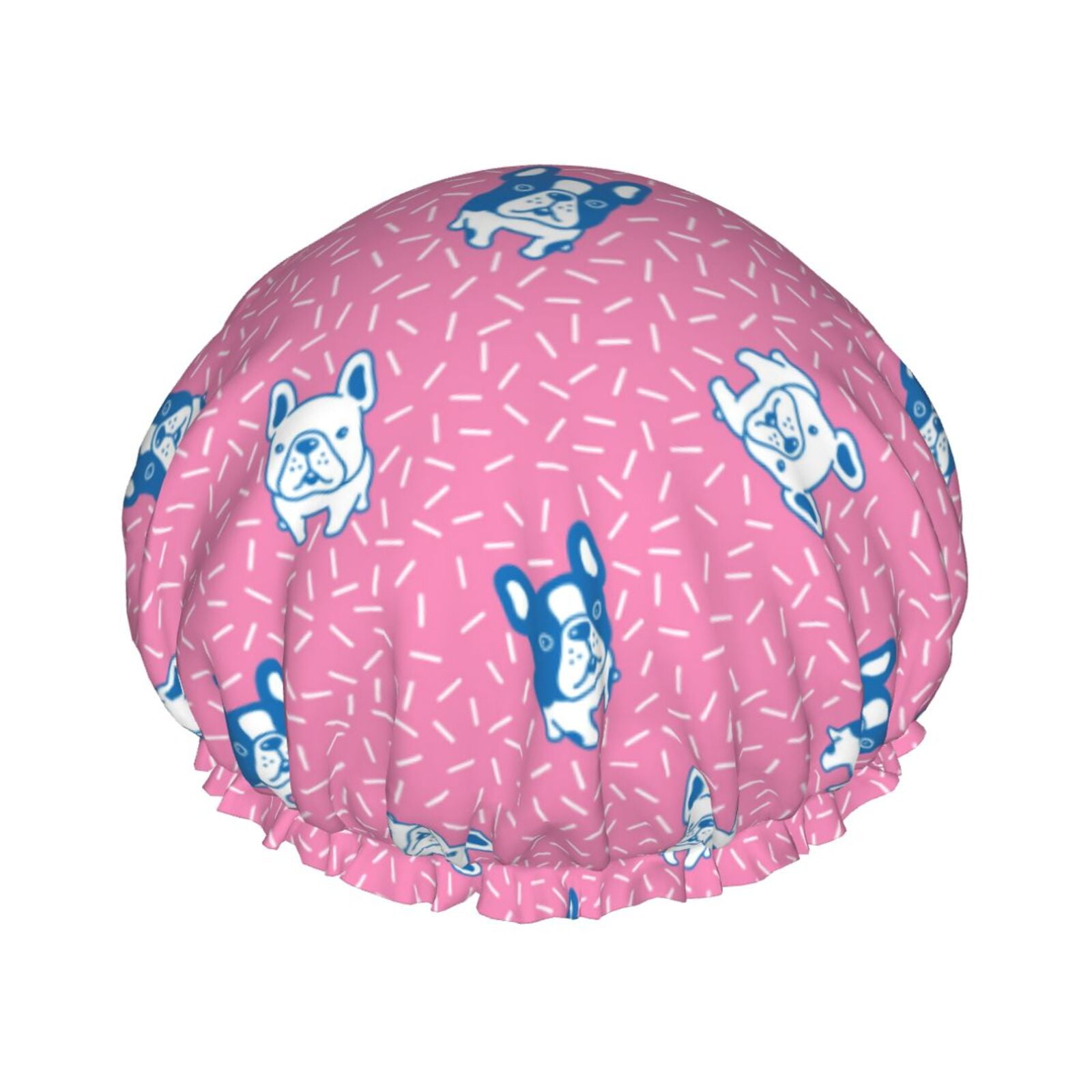 Easygdp French Bulldog Shower Caps for Women, Double Waterproof Layers ...