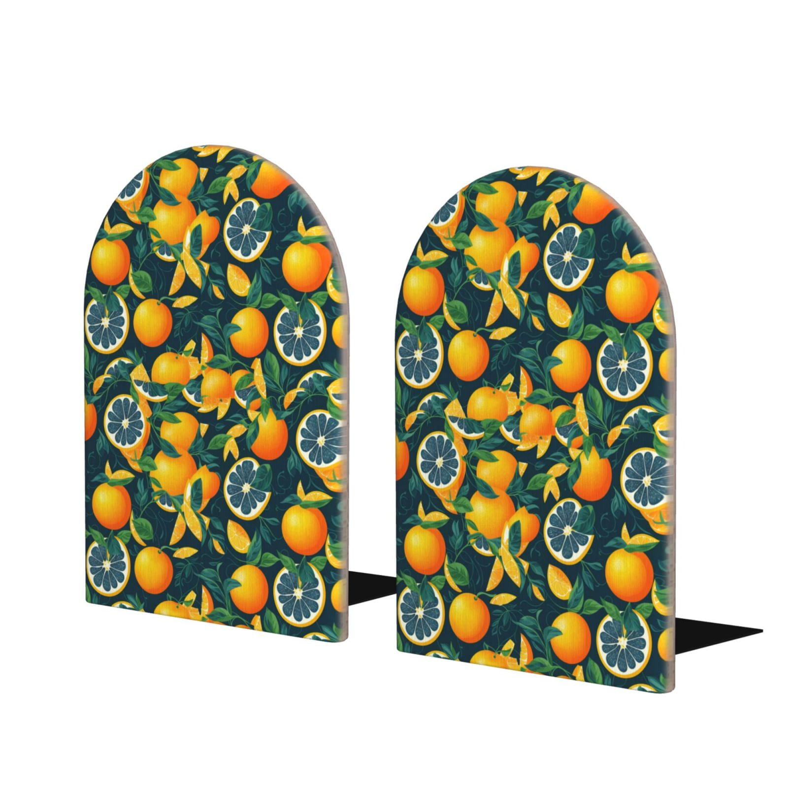 Easygdp Fresh Orange 2 Pcs Bookend Large Capacity Office Book Ends for ...