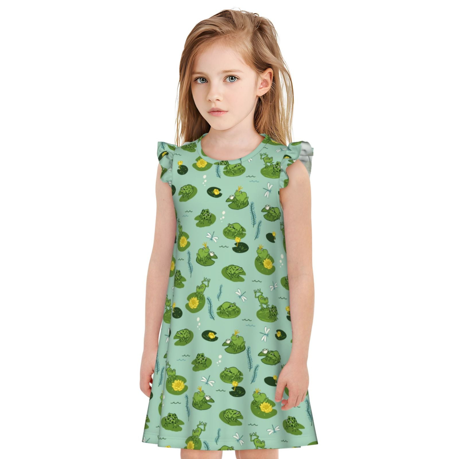 Easygdp Froggs In The Lake Girls Pajamas Dress, Princess Nightgown for ...