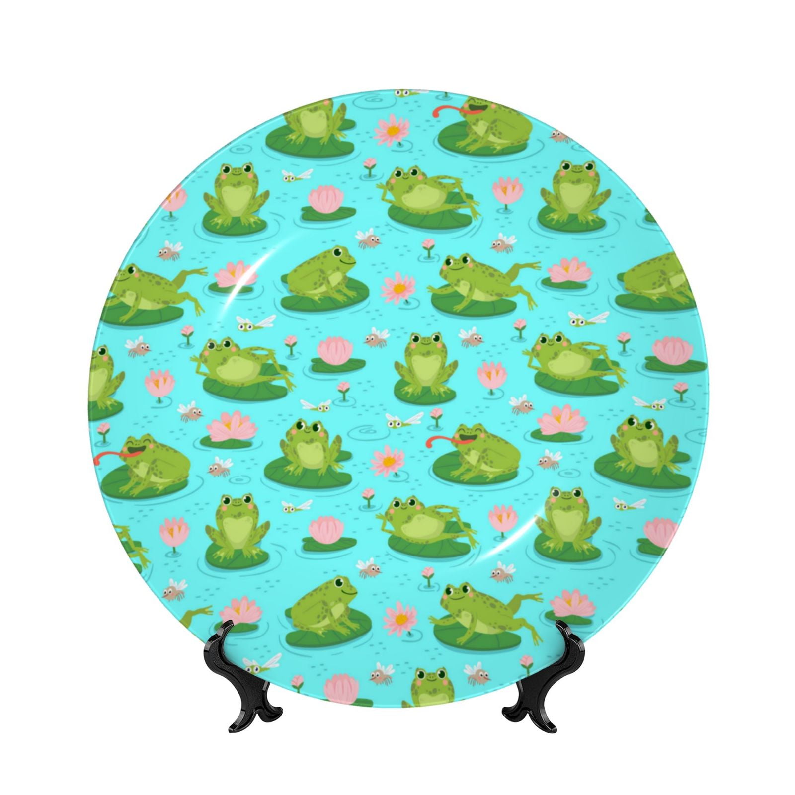 Easygdp Frogs And Aquatic Plants Bone China Decorative Plate Ceramic ...