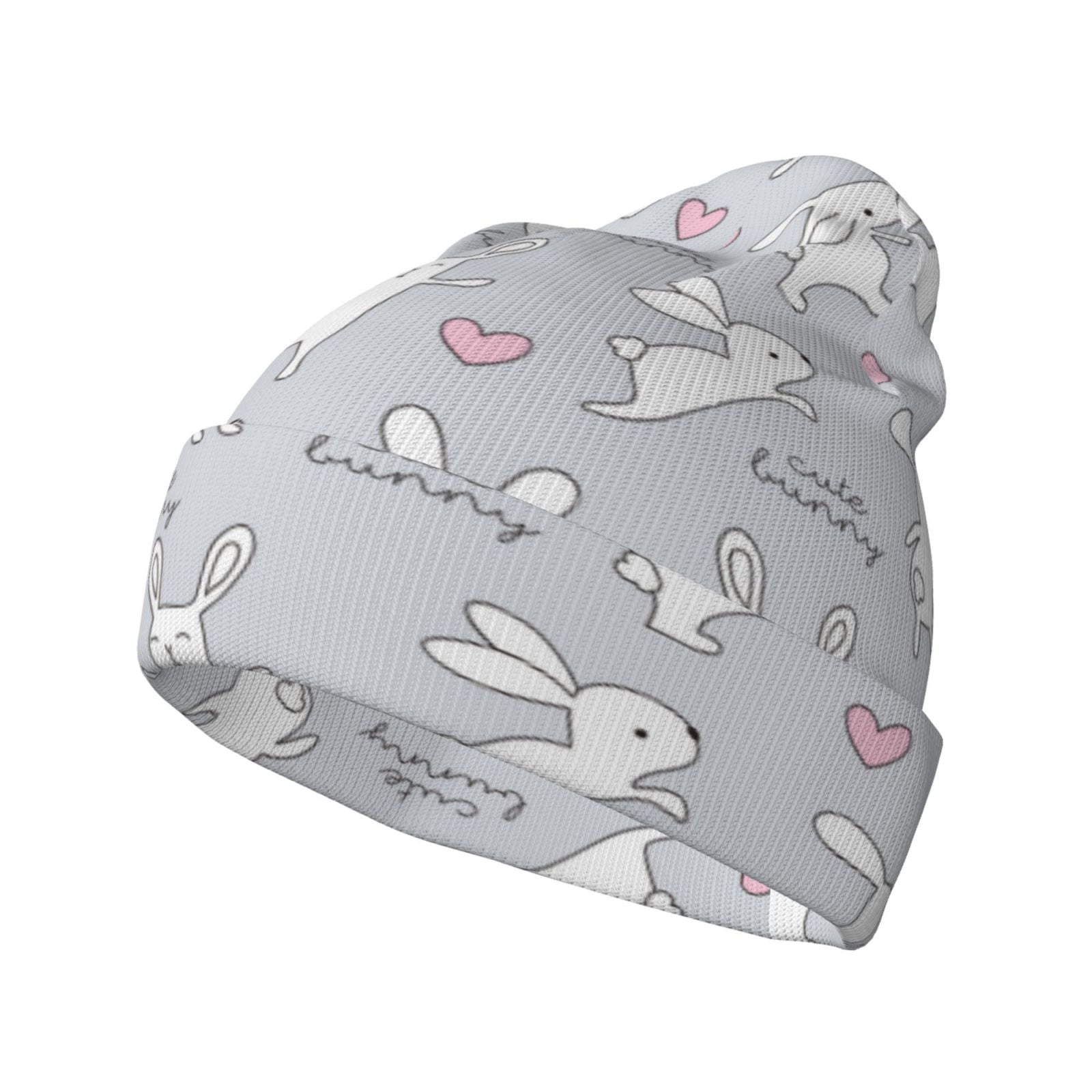 Easygdp Fun Rabbit Winter Beanie for Men Women Beanie Knit Hat Cuffed ...
