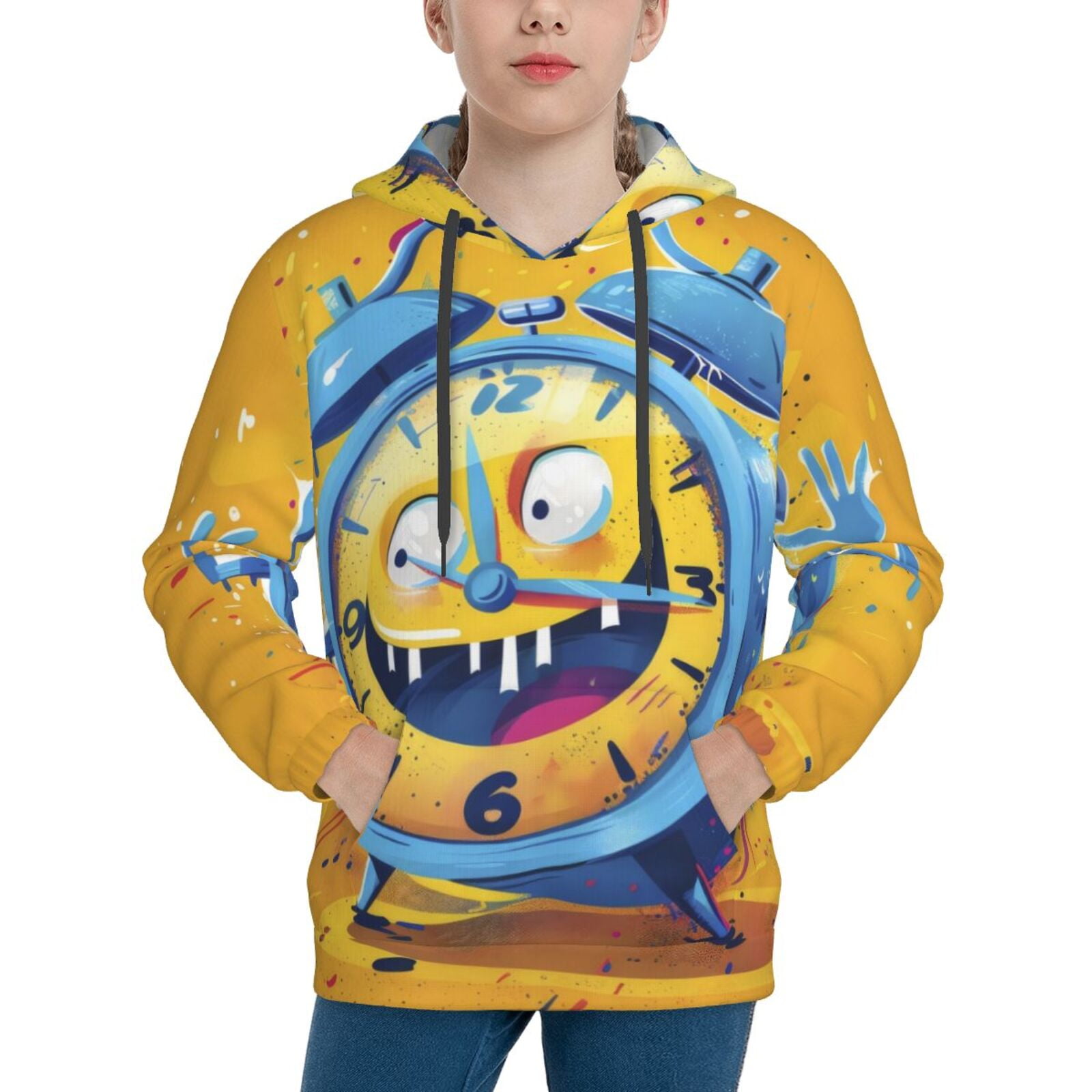Easygdp Funny Alarm Clock Illustration Boys Hoodie Kids Sweatshirt ...