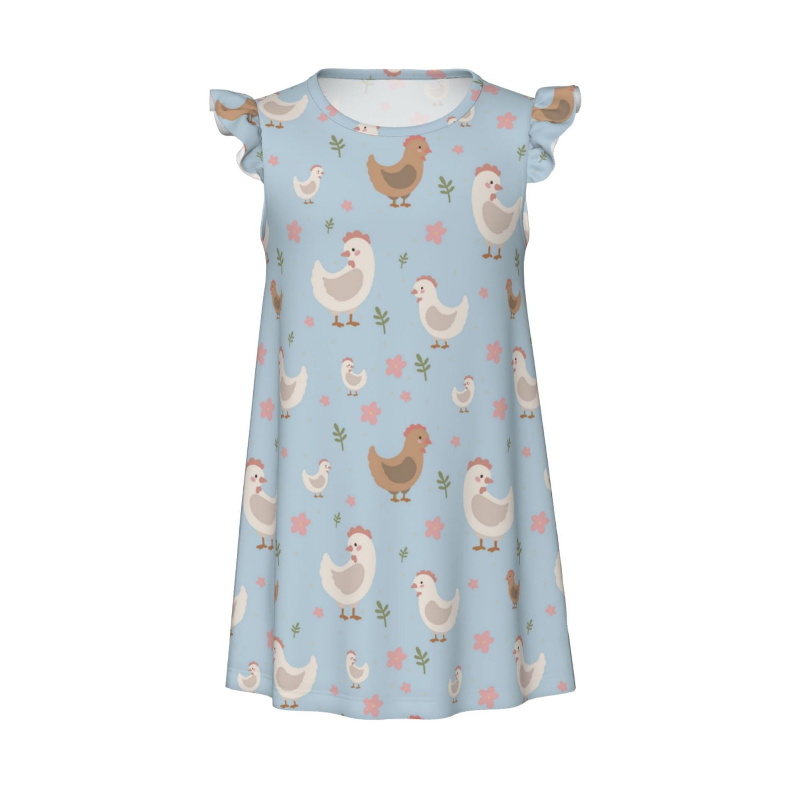 Easygdp Funny Chicken Girls Pajamas Dress, Princess Nightgown for Girls ...