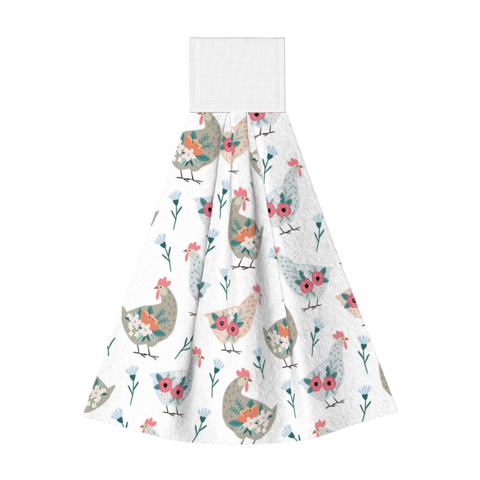 Easygdp Funny Chicken Kitchen Hand Towels Hanging Tie Towels Fast Drying Dish Cloth with Loop ...