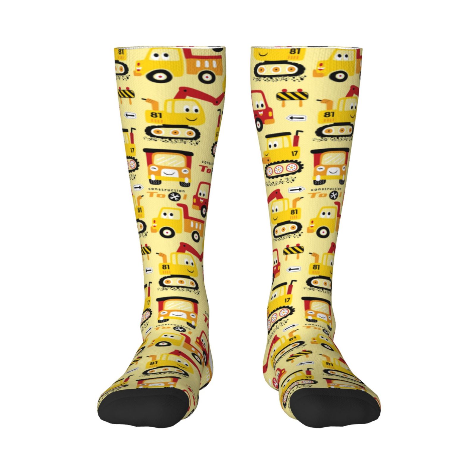 Easygdp Funny Construction Vehicles Soccer Socks Sport Knee High Socks ...