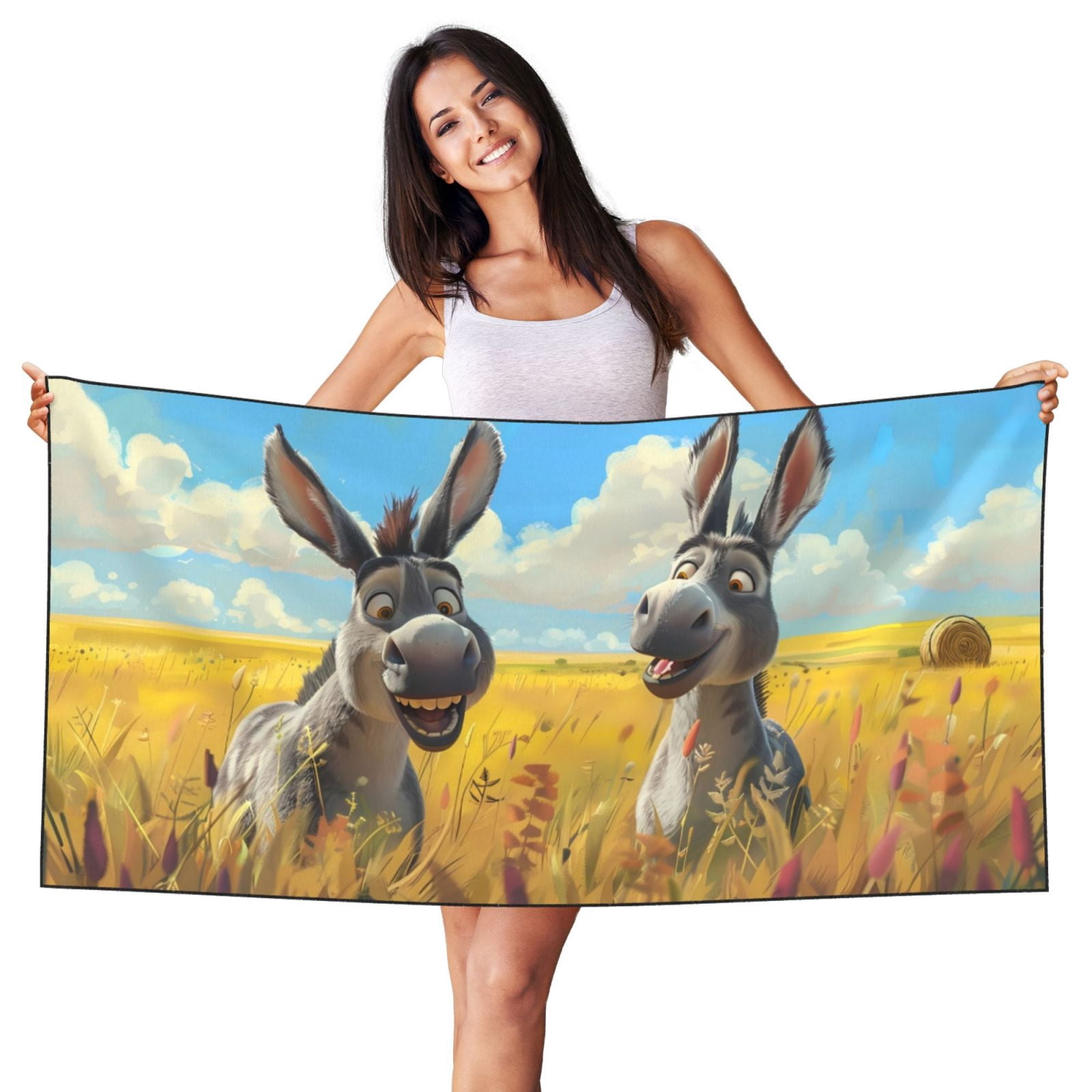 Easygdp Funny Countryside Donkey Beach Towel 27.5X55 Inches Quick Dry ...