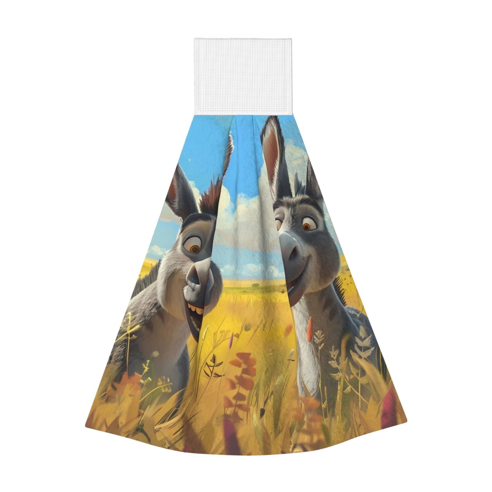 Easygdp Funny Countryside Donkey Kitchen Hand Towels Hanging Tie Towels ...