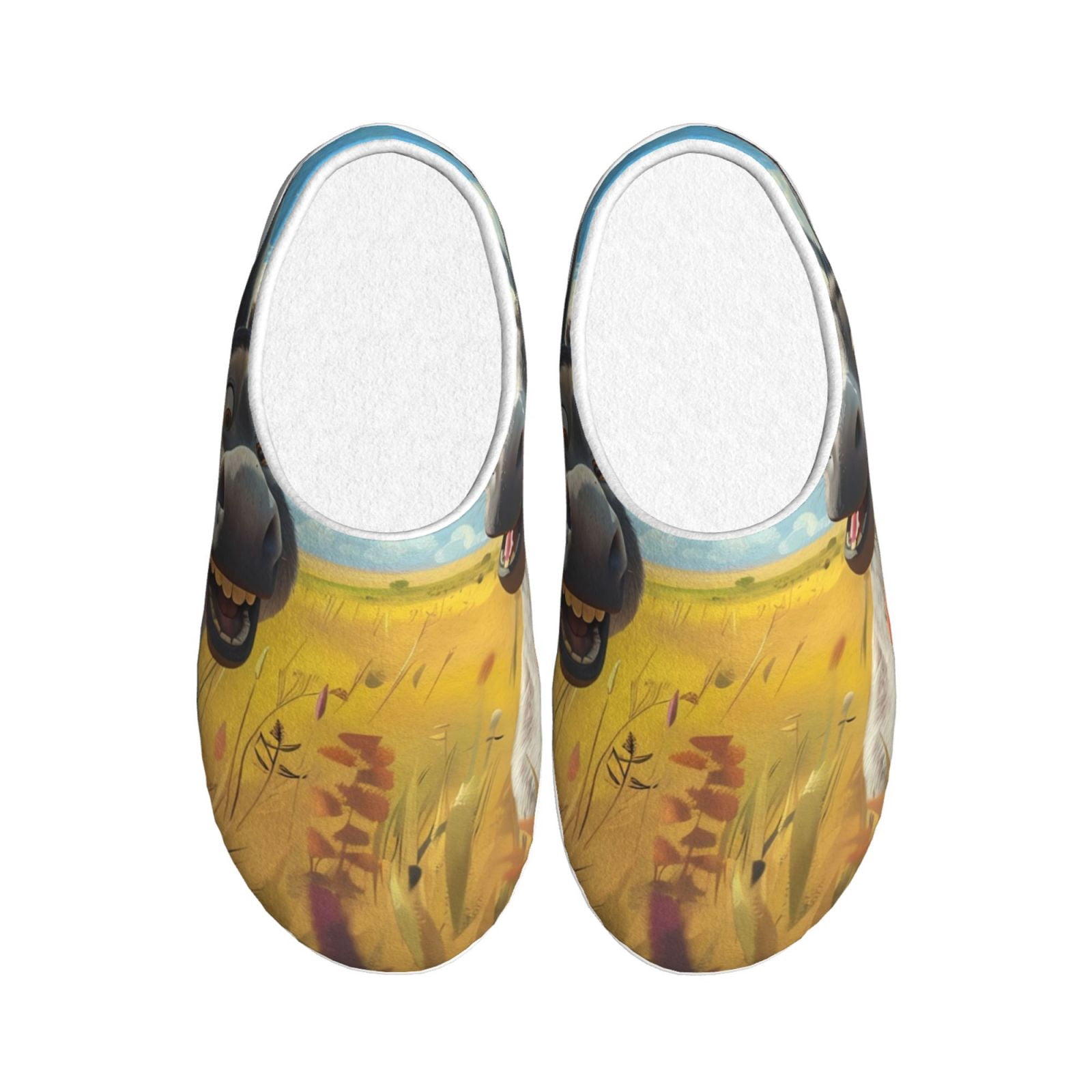 Easygdp Funny Countryside Donkey Slippers for Women Mens Winter Warm ...