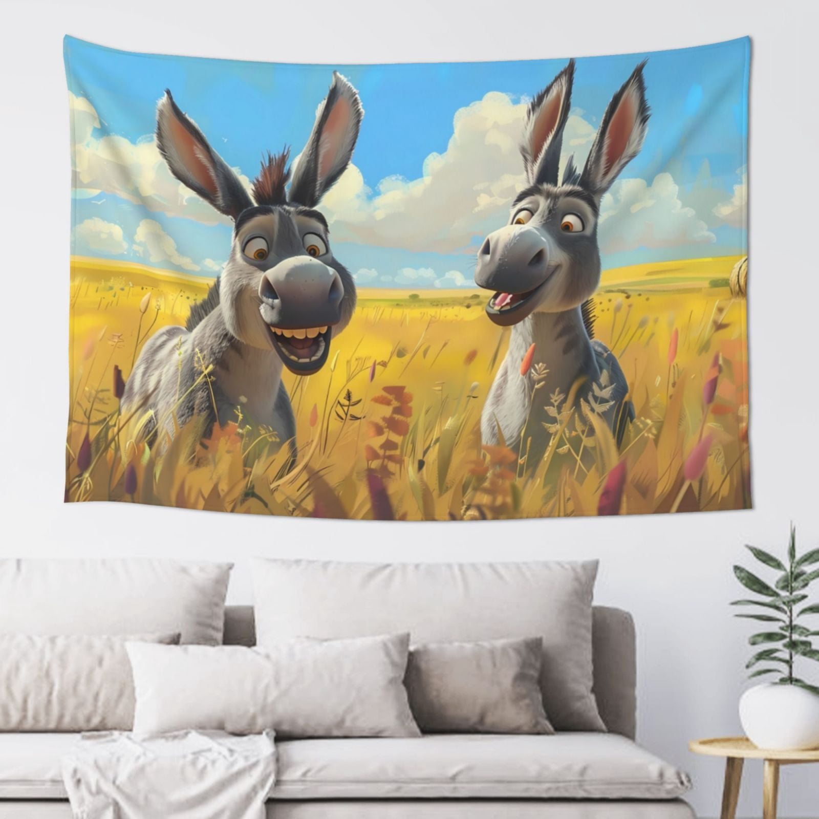 Easygdp Funny Countryside Donkey Tapestry Wall Hanging, Wall Tapestries ...