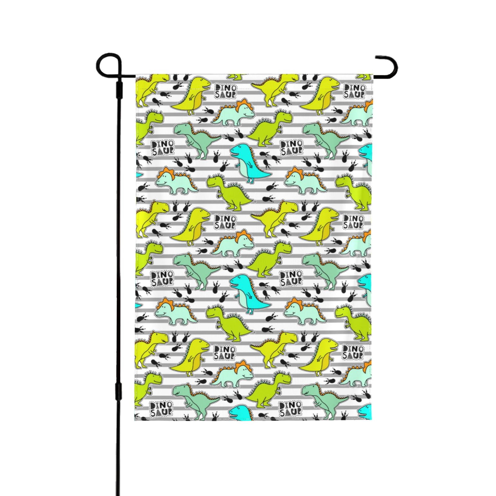 Easygdp Funny Dinosaurs on Stripes Garden Flag Yard Flag Welcome Flag ...