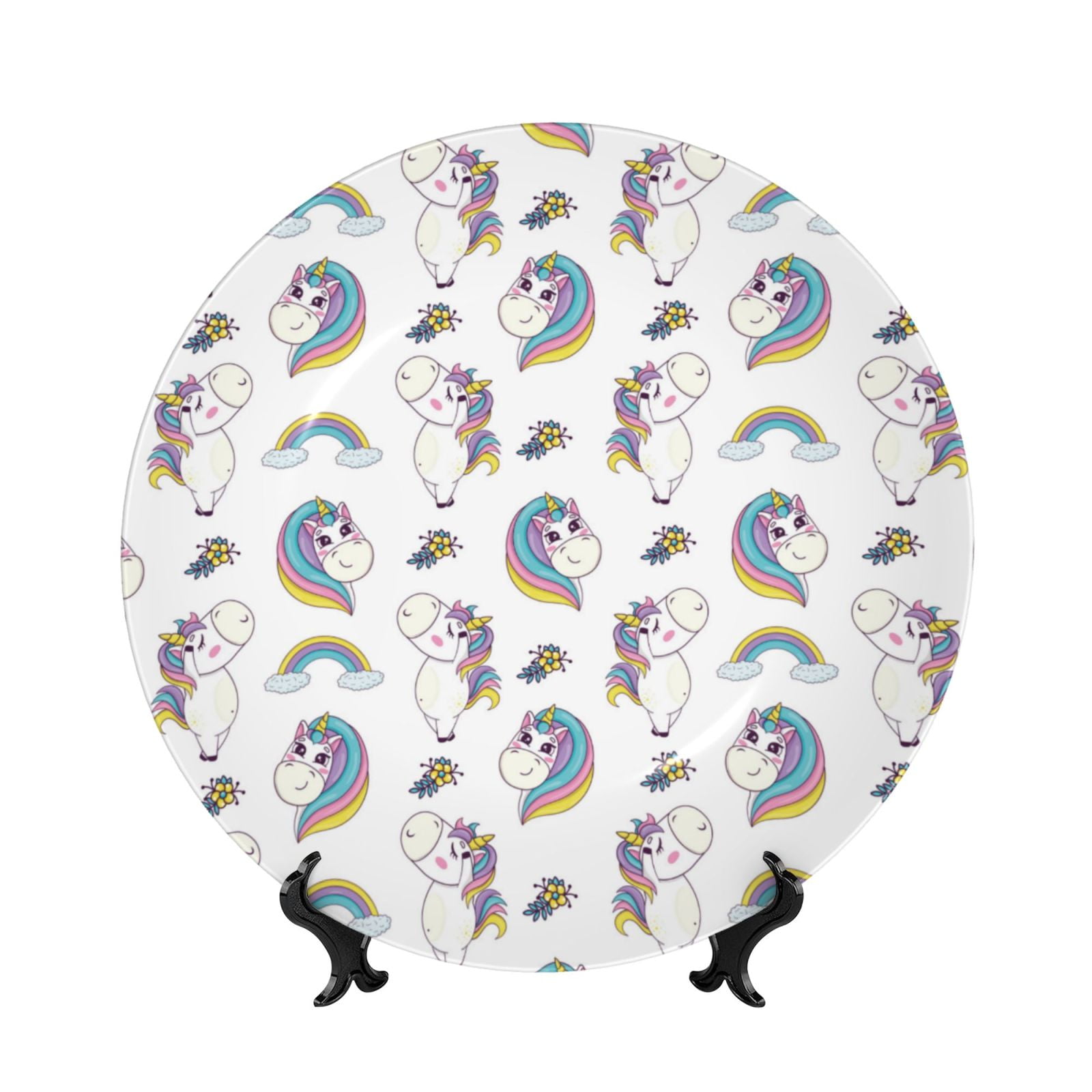 Easygdp Funny Kawaii Unicorns Dancing Bone China Decorative Plate ...