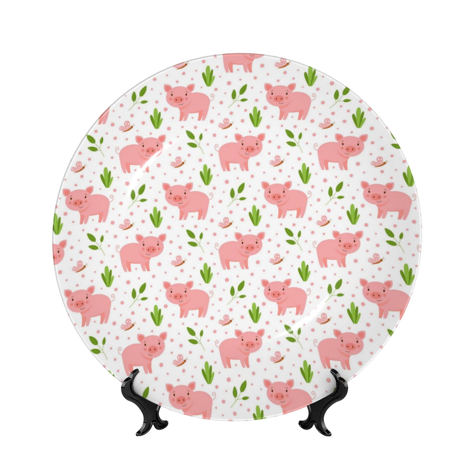 Easygdp Funny Little Pigs Bone China Decorative Plate Ceramic Dinner ...