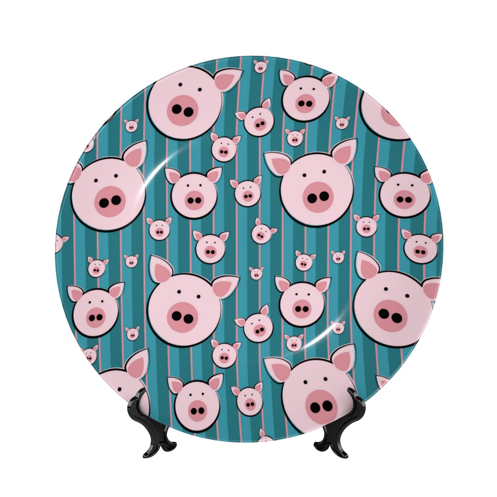 Easygdp Funny Pig Faces Bone China Decorative Plate Ceramic Dinner ...