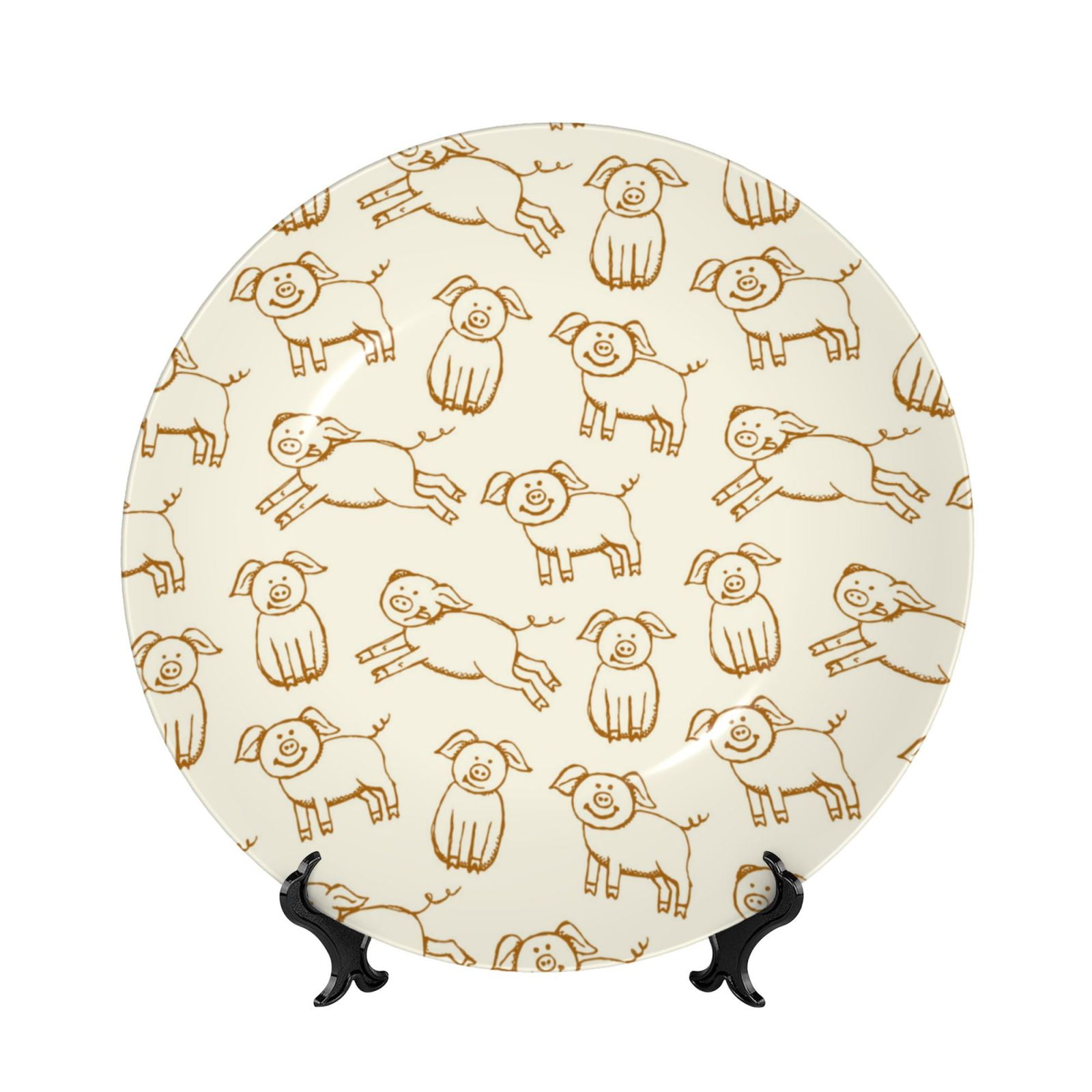Easygdp Funny Pigs Bone China Decorative Plate Ceramic Dinner Plates ...