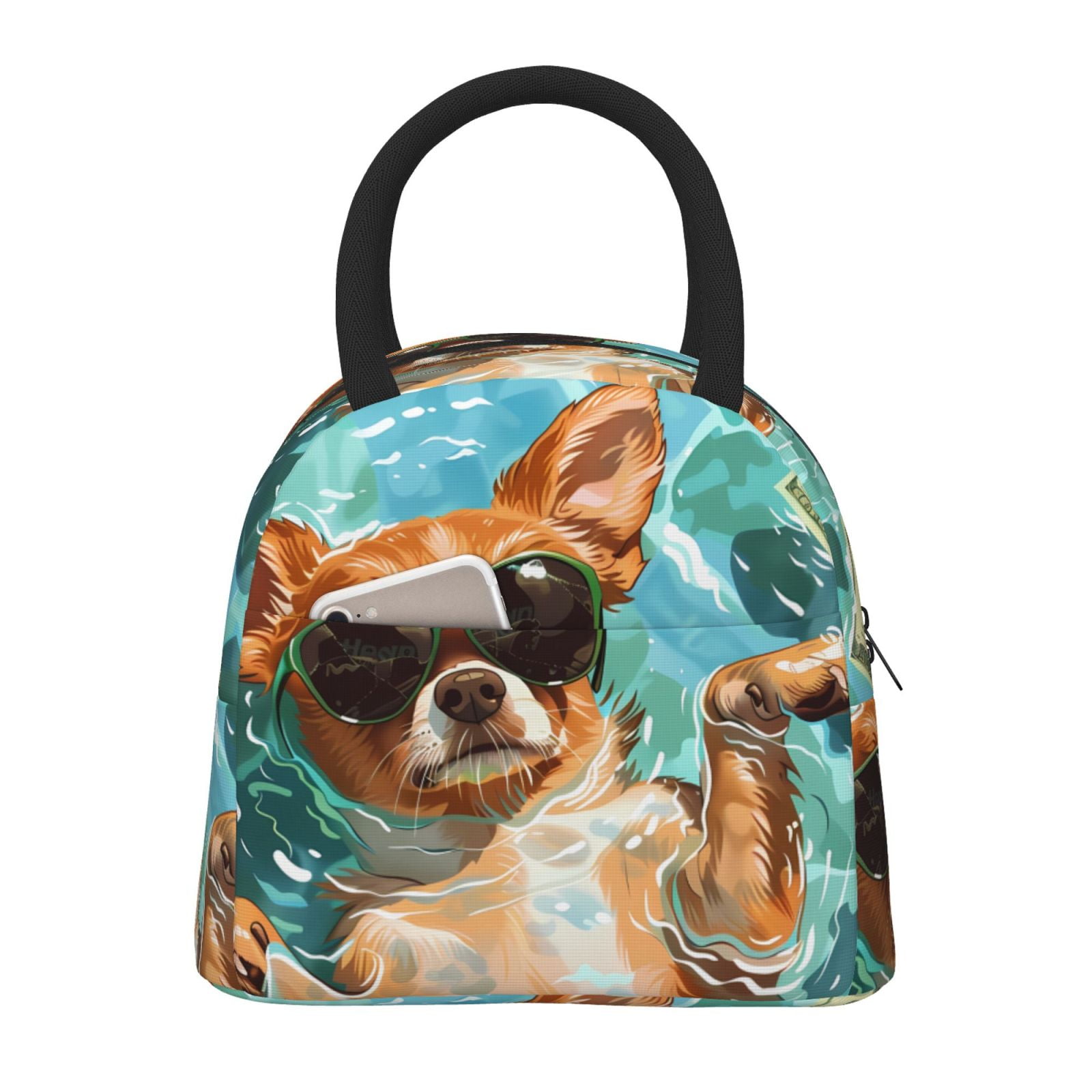 Easygdp Funny Swimming Chihuahua Large Insulated Lunch Bag，Aluminum ...