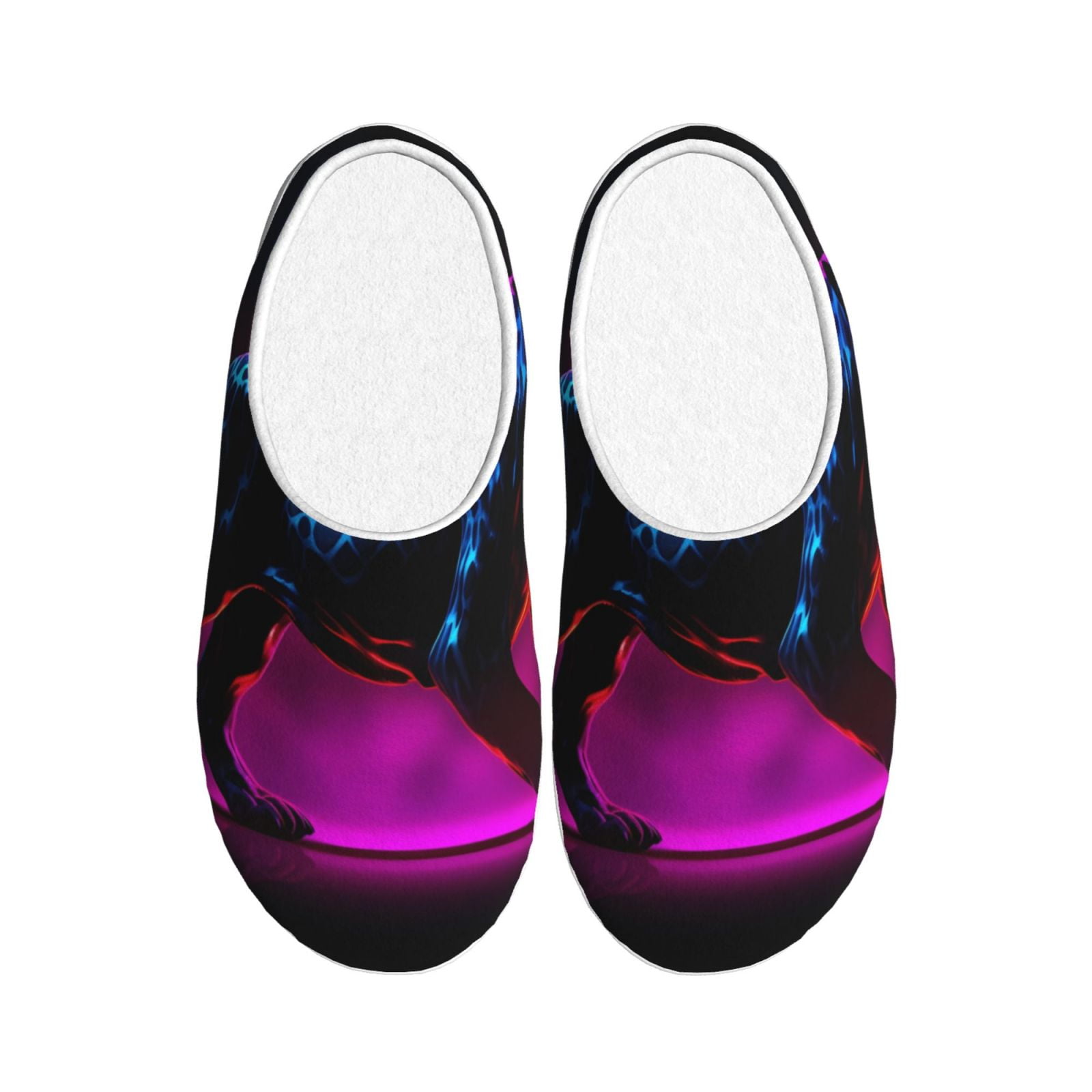Easygdp Futuristic Purple Panther A、 Slippers for Women Mens Winter ...
