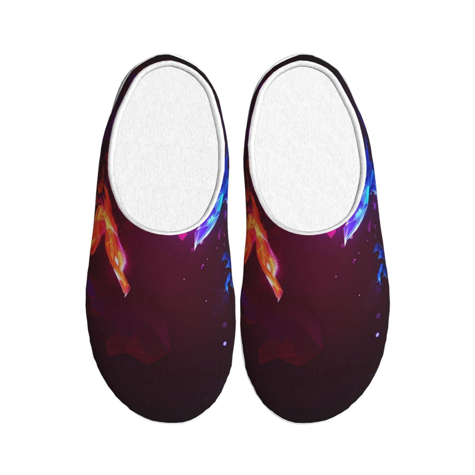 Easygdp Futuristic Red And Blue Bird Slippers for Women Mens Winter ...
