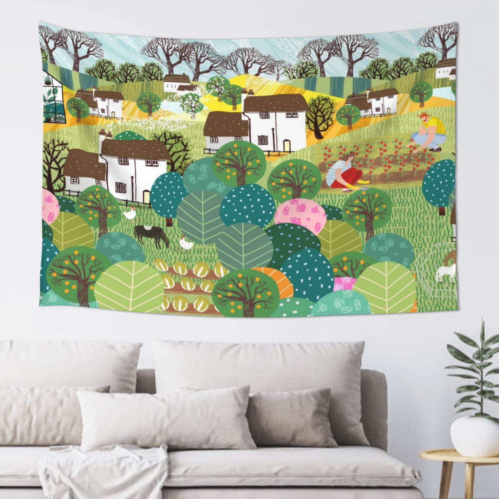 Easygdp Garden Farm Tapestry Wall Hanging, Wall Tapestries for Bedroom ...