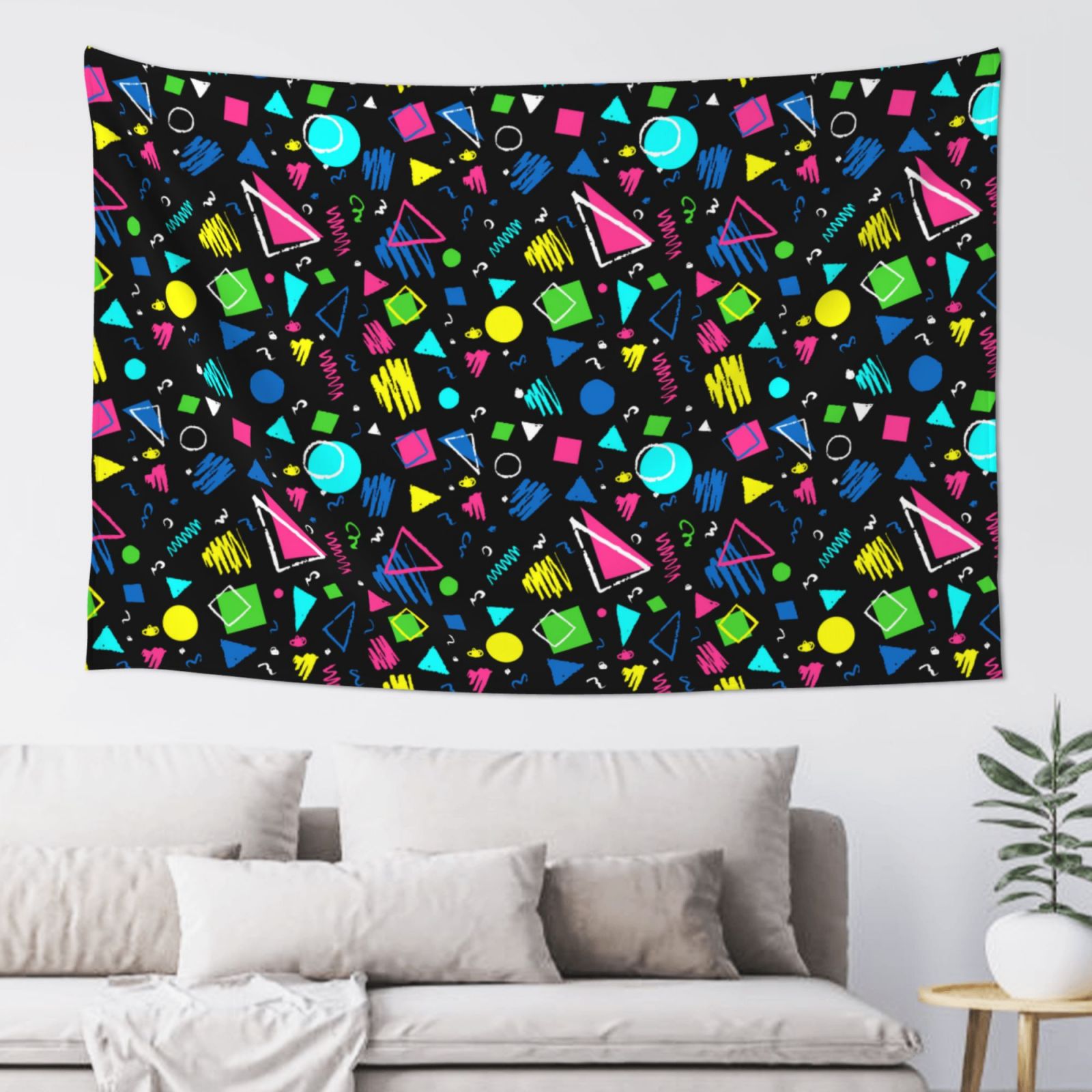 Easygdp Geometric 1980s Styled Tapestry Wall Hanging, Wall Tapestries ...
