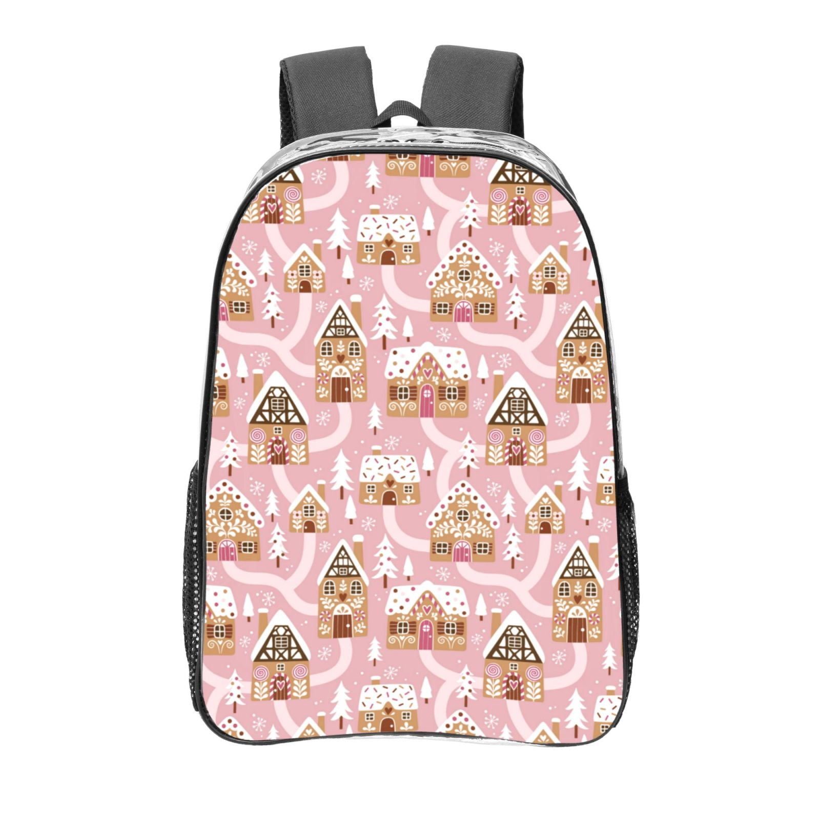 Easygdp Gingerbread Houses Pink Wonderland Clear Backpack, Transparent ...