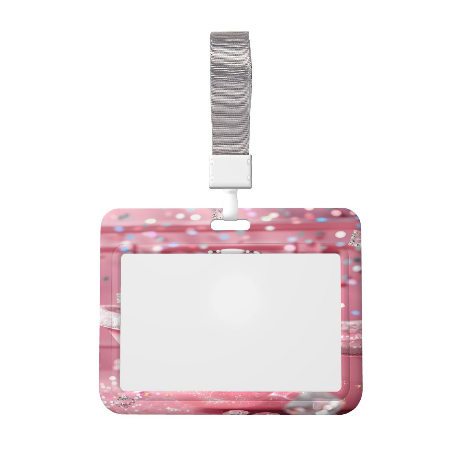Easygdp Glittering Pink Bathtub Card Badge Holder Work Badge Sleeve for ...