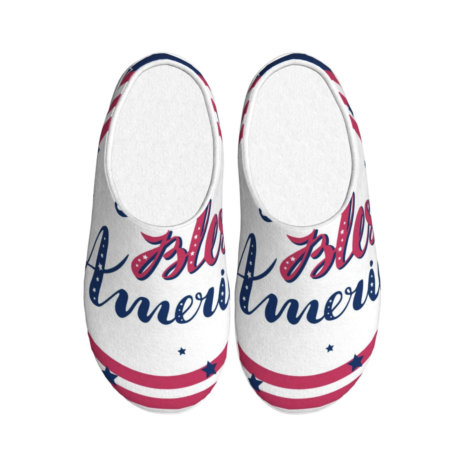 Easygdp God Bless America Patriotic Star Slippers for Women Mens Winter ...