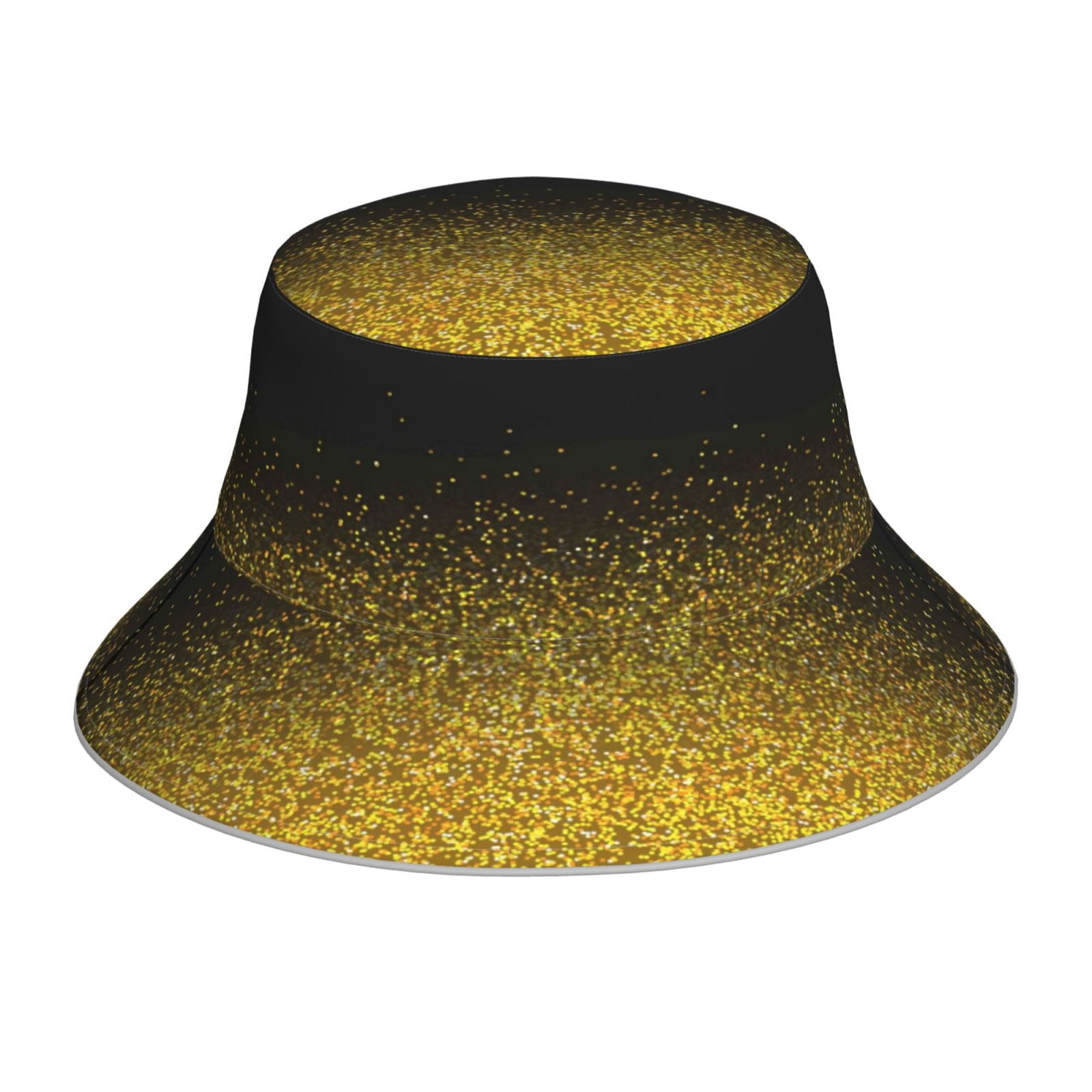 Easygdp Gold Glitter Gradient Double-Sided Reflective Fisherman Hat for ...