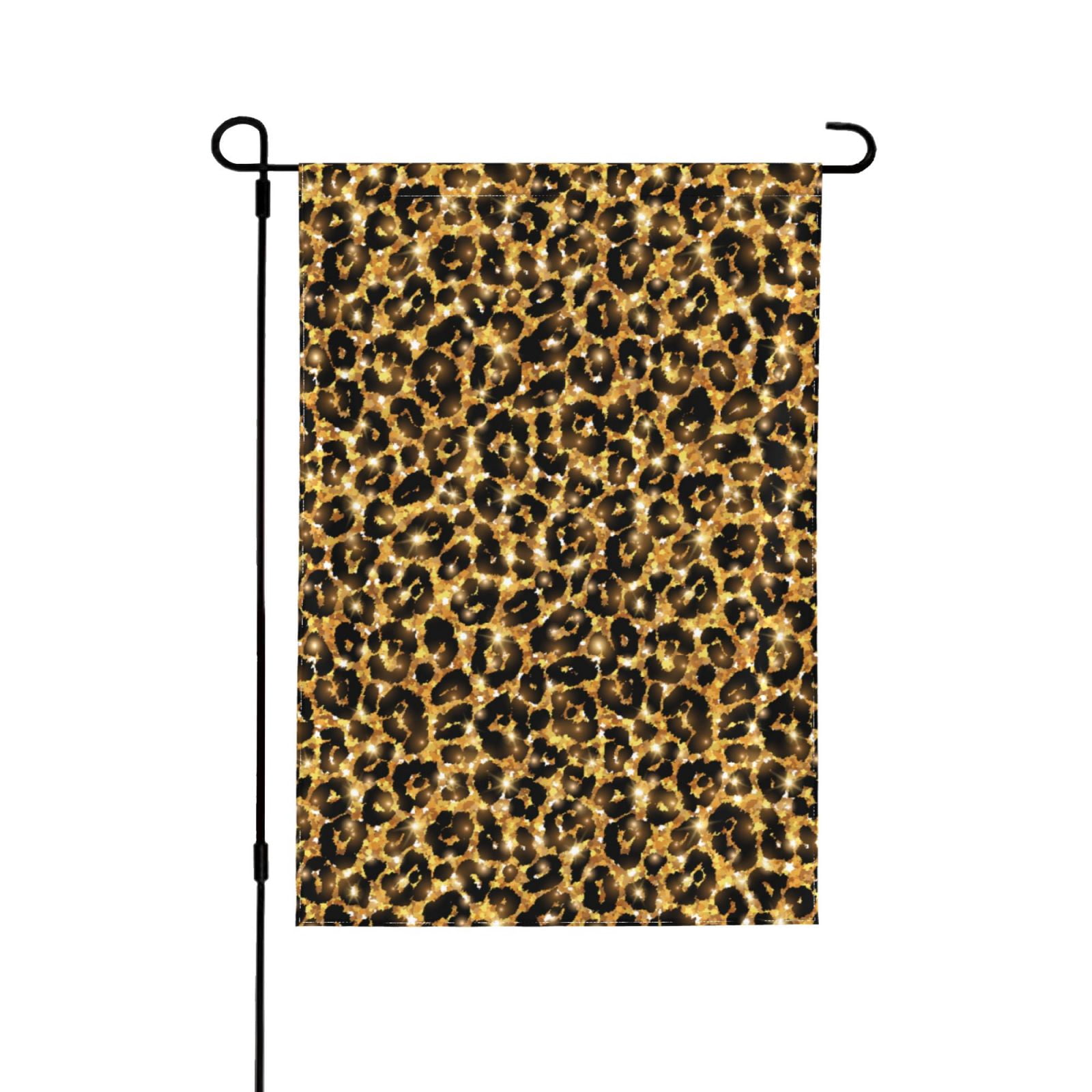 Easygdp Gold Glitter Leopard Garden Flag Yard Flag Welcome Flag, Double ...