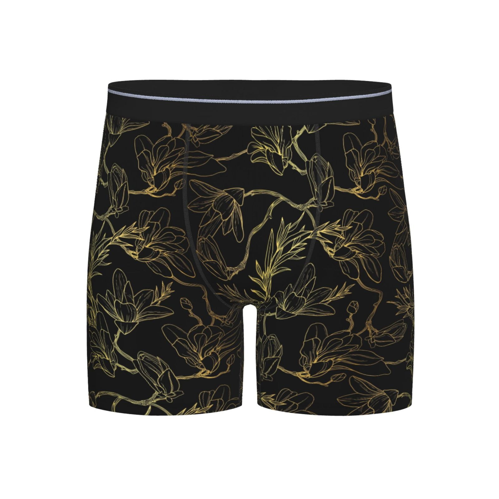 Easygdp Gold Gloss Outline Floral Men's Boxer Briefs Men’s Underwear ...