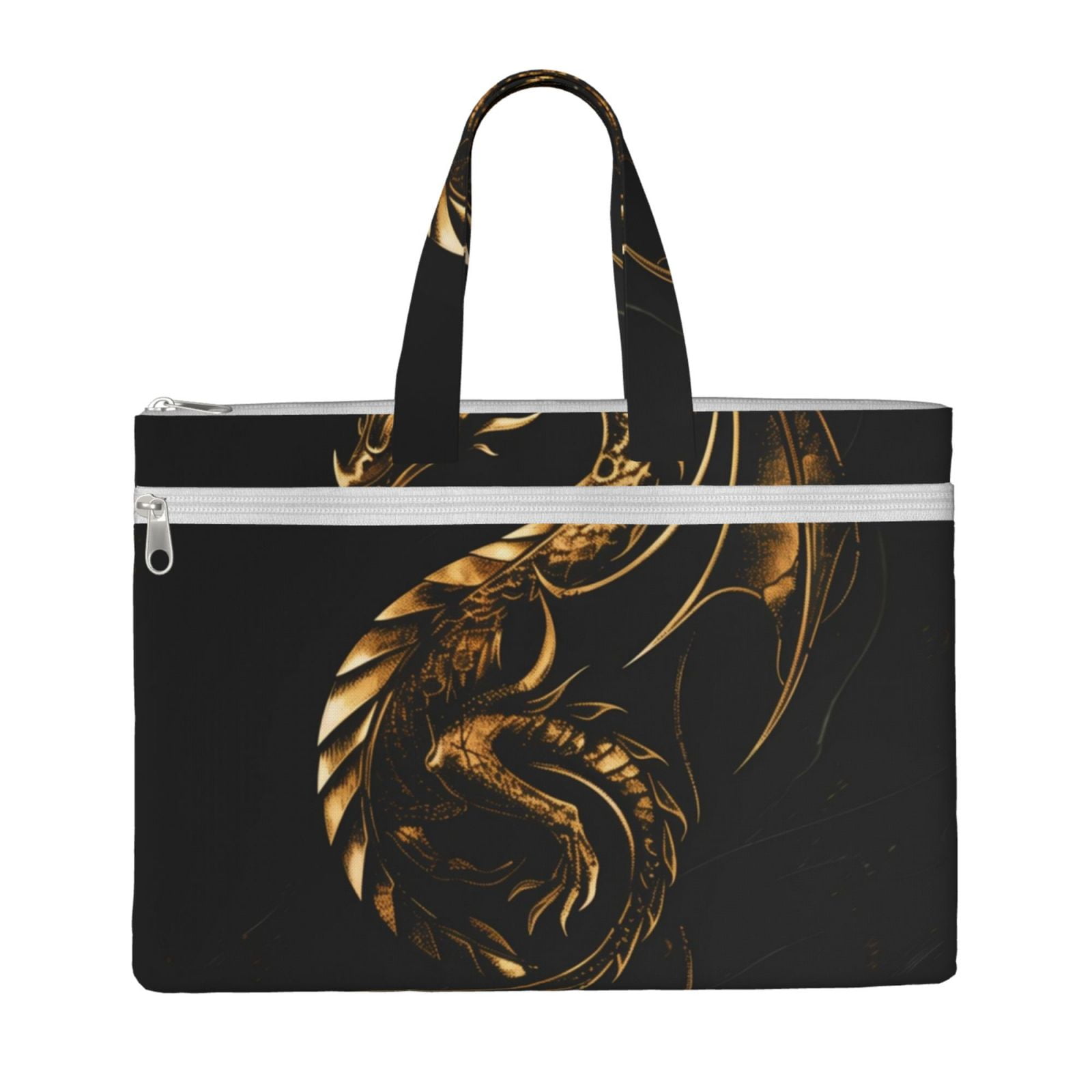 Easygdp Golden Dragon Tattoo Art Canvas Document Bag File Bag Handle ...
