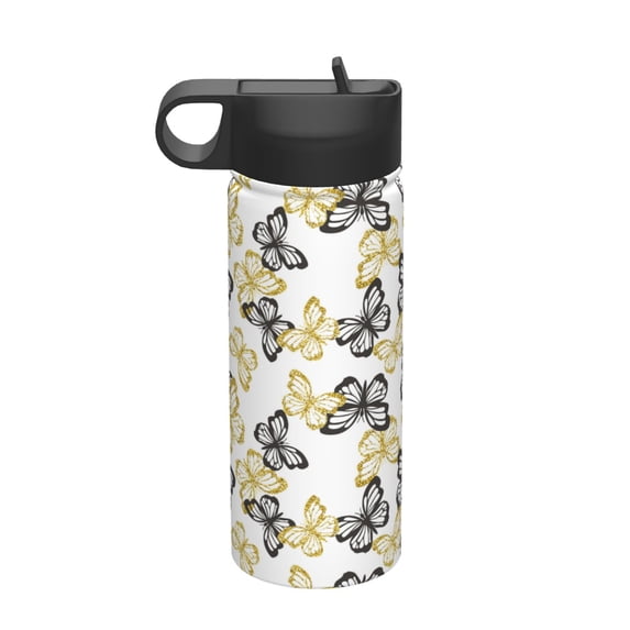 Easygdp Golden Glitter Butterflies 18oz Sports Insulated Kettle With ...